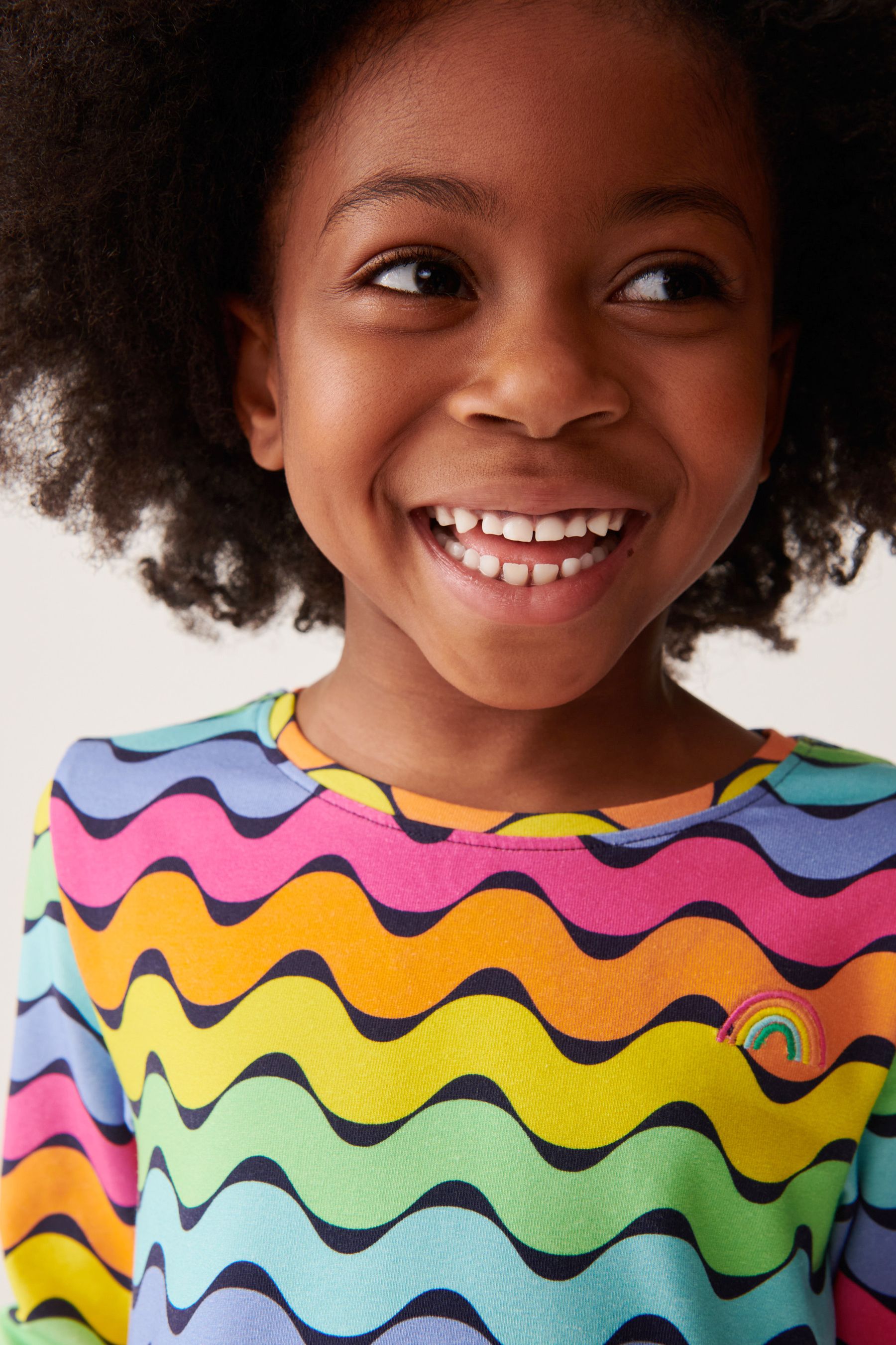 Buy Little Bird by Jools Oliver Multi Rainbow Wave Skater Dress from ...