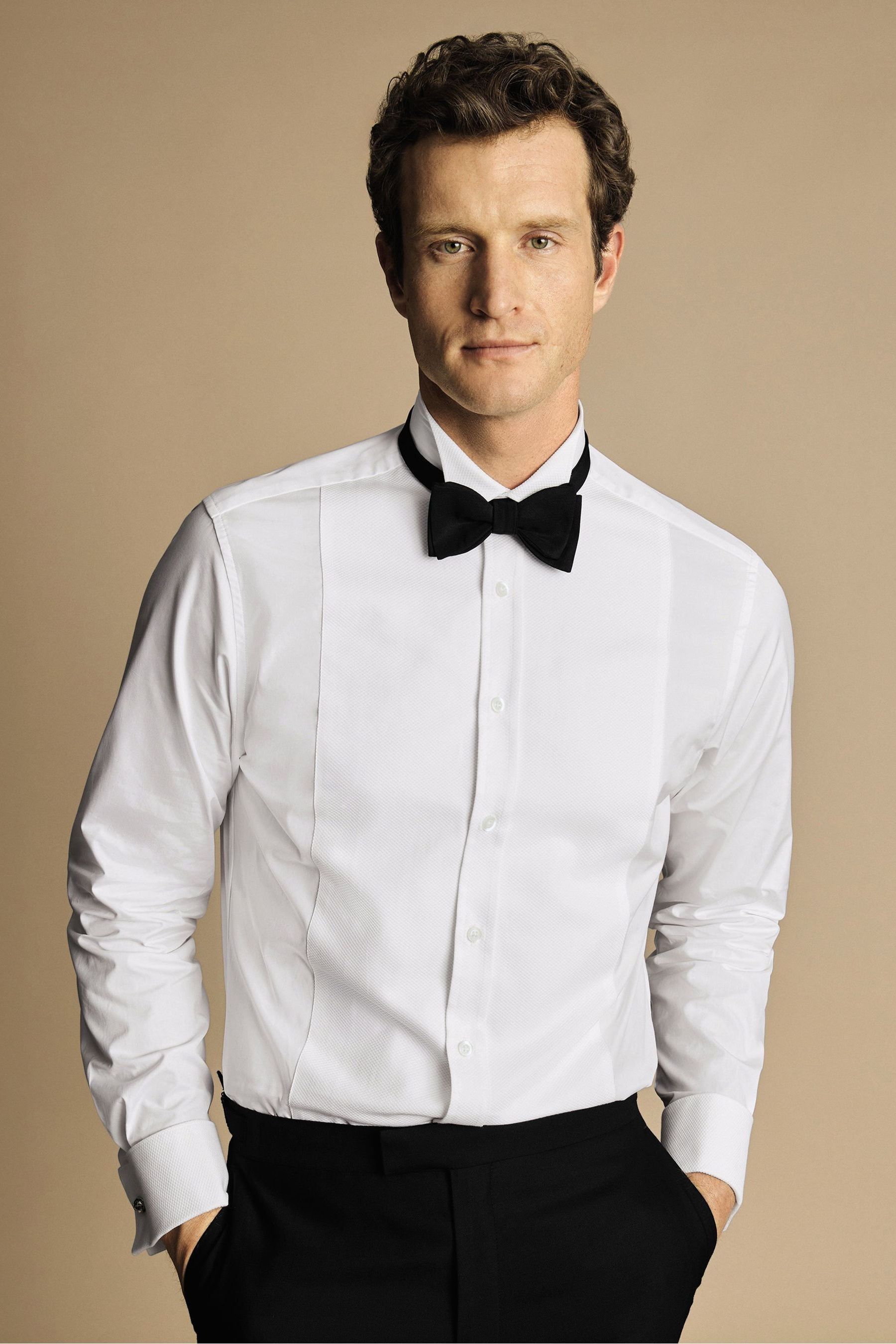 Buy Charles Tyrwhitt White Bib Front Wing Collar Evening Slim Fit Shirt ...