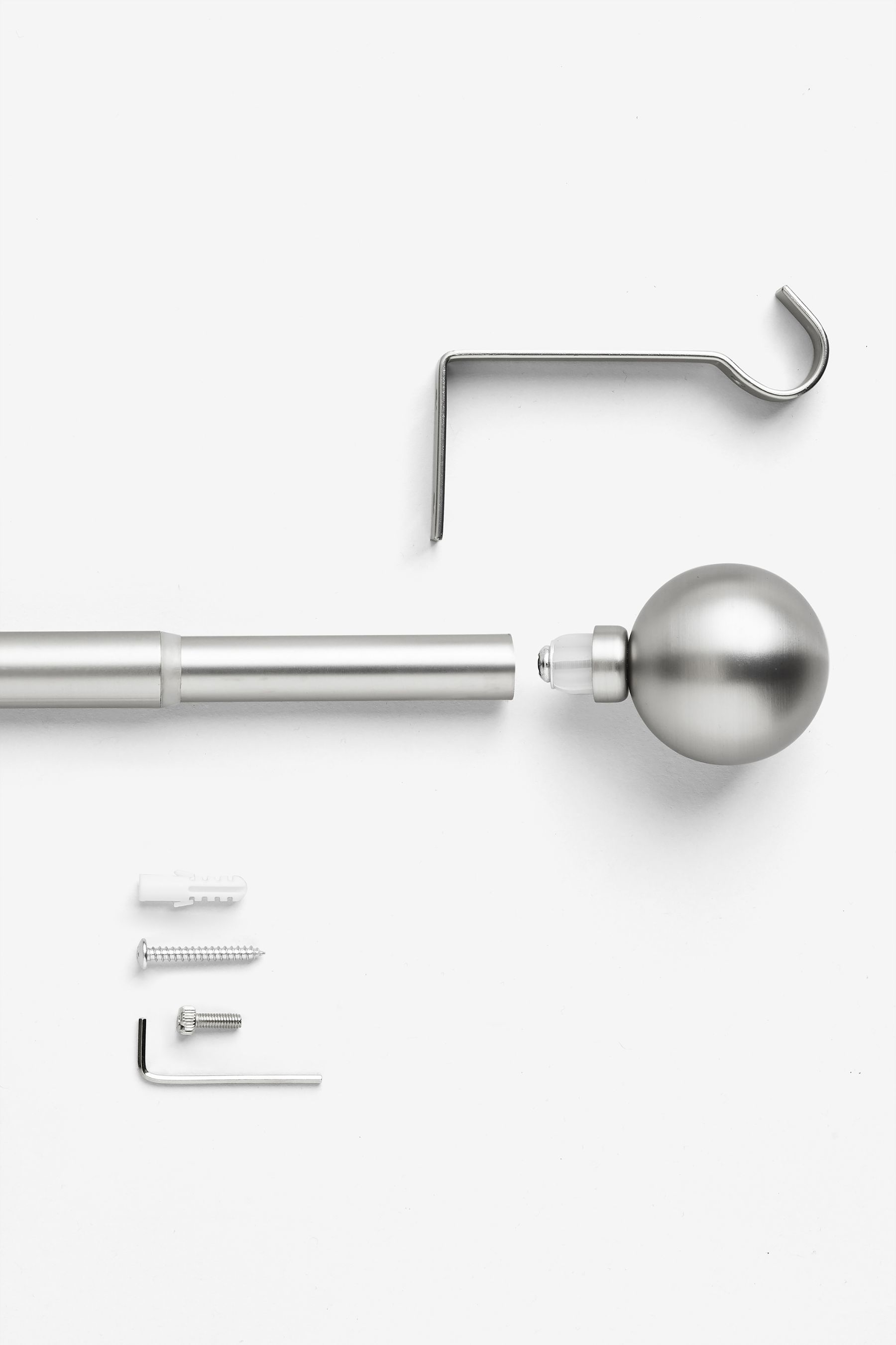 Buy Brushed Silver Ball Finial Extendable Curtain 19mm Pole Kit from ...