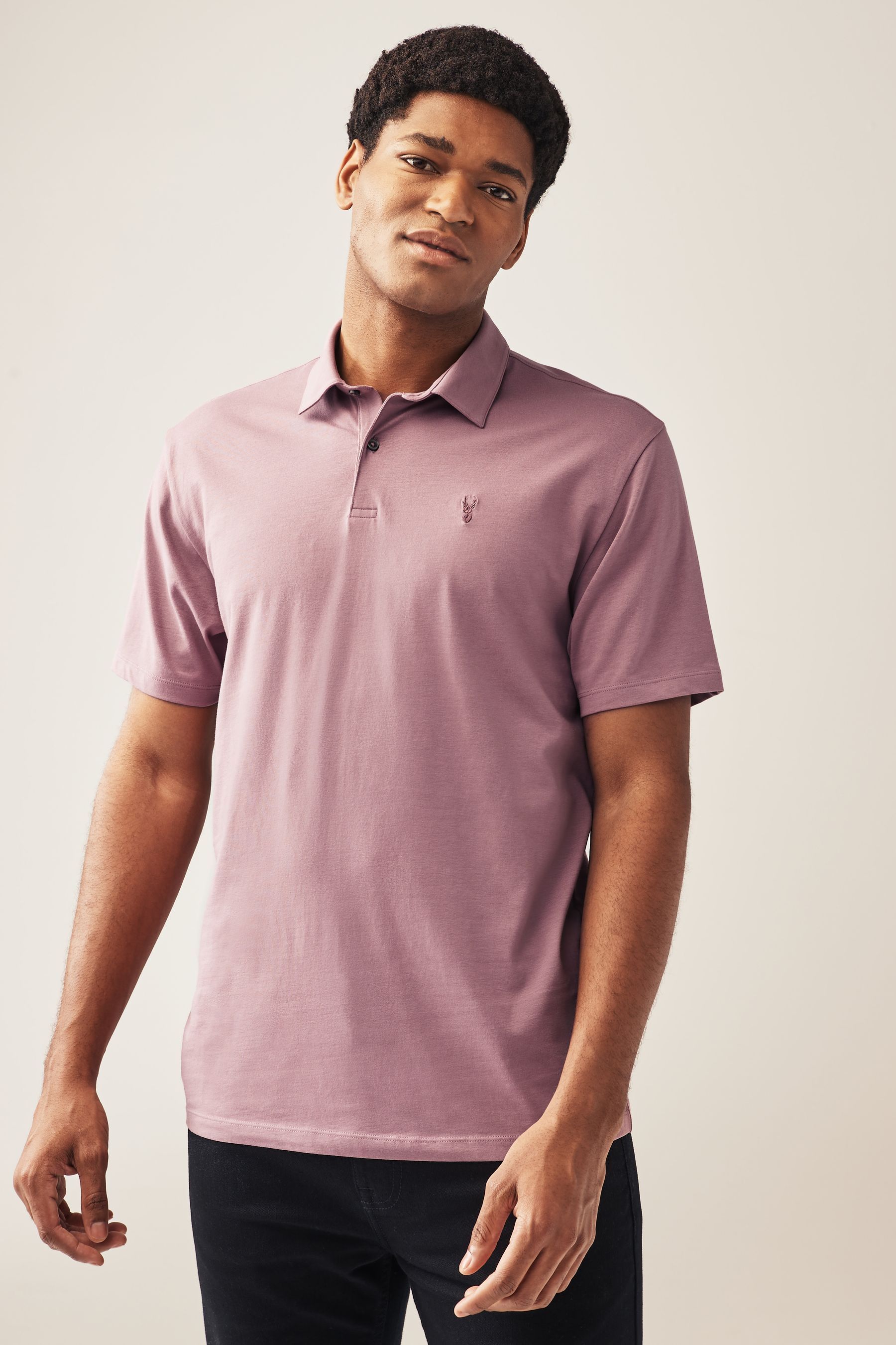 Buy Navy/Light Neutral/Pink/Sage Green/Blue Regular Fit Jersey Polo ...