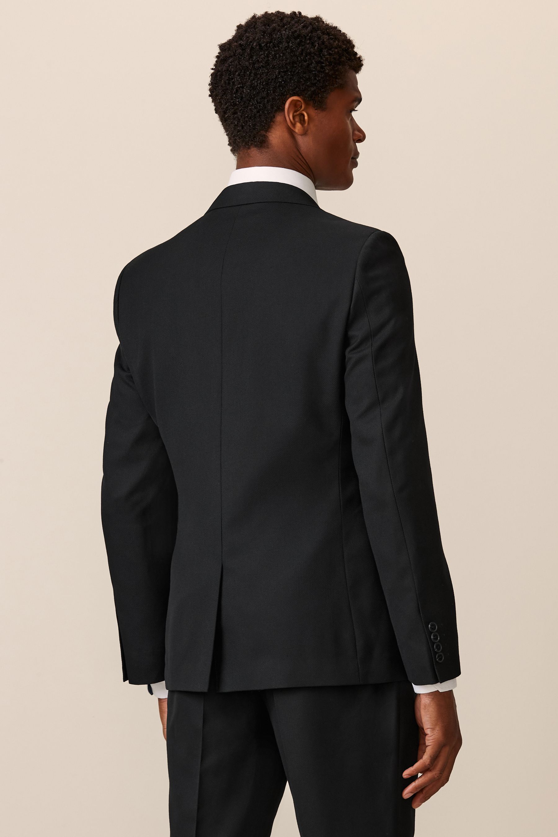 Buy Black Slim Fit Textured Suit: Jacket from the Next UK online shop