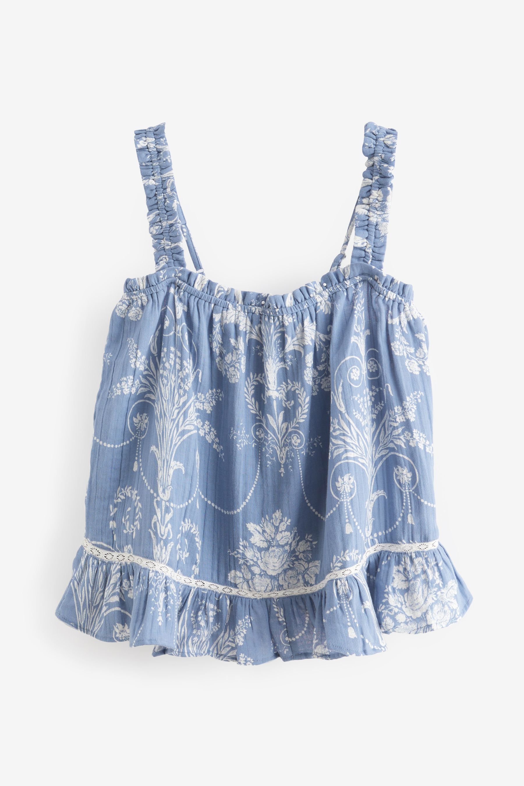 Buy Laura Ashley Blue Josette Print Textured Cotton Cami Pyjamas from ...