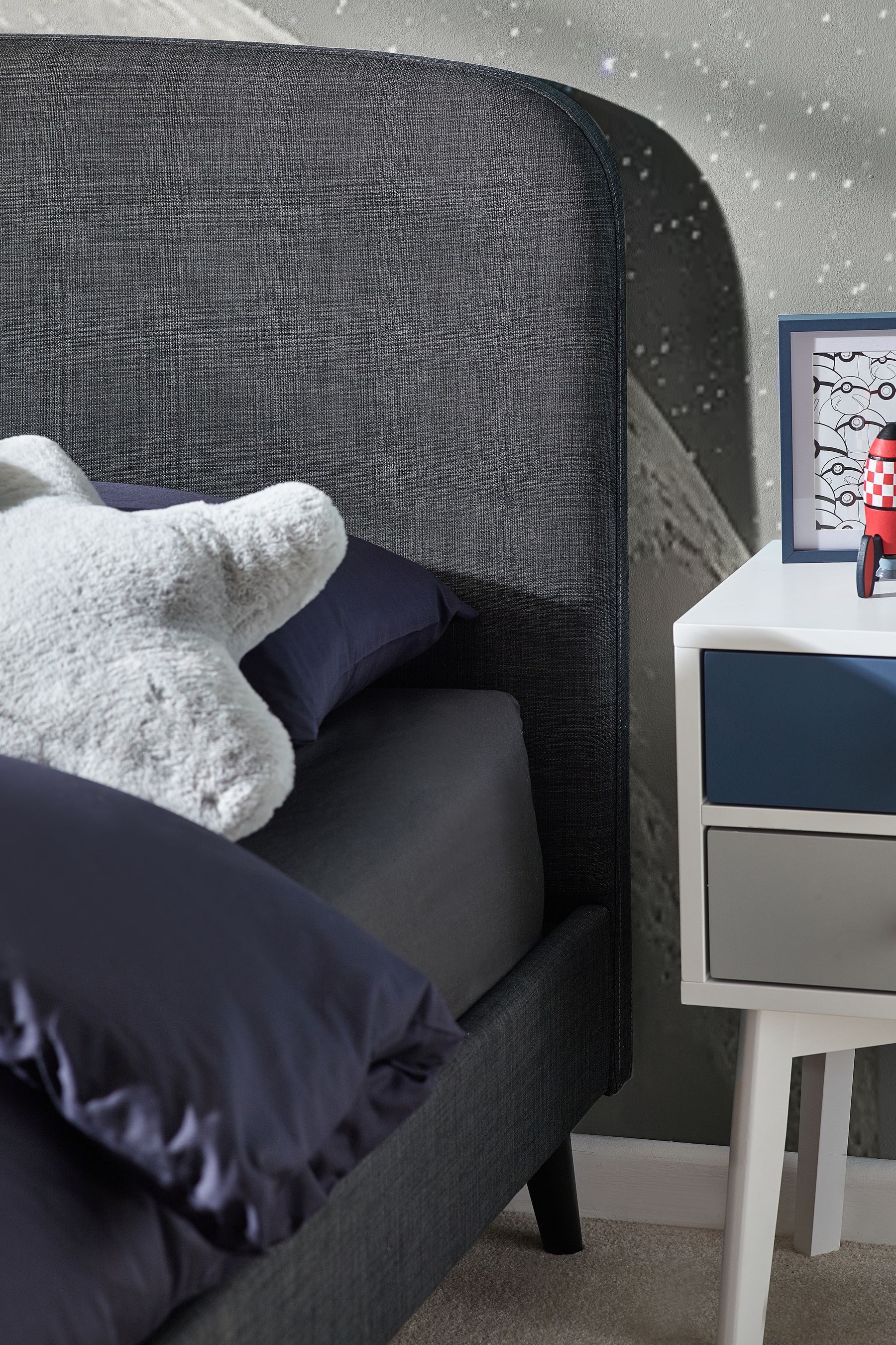 Buy Simple Contemporary Charcoal Grey Matson Kids Upholstered Bed Frame ...