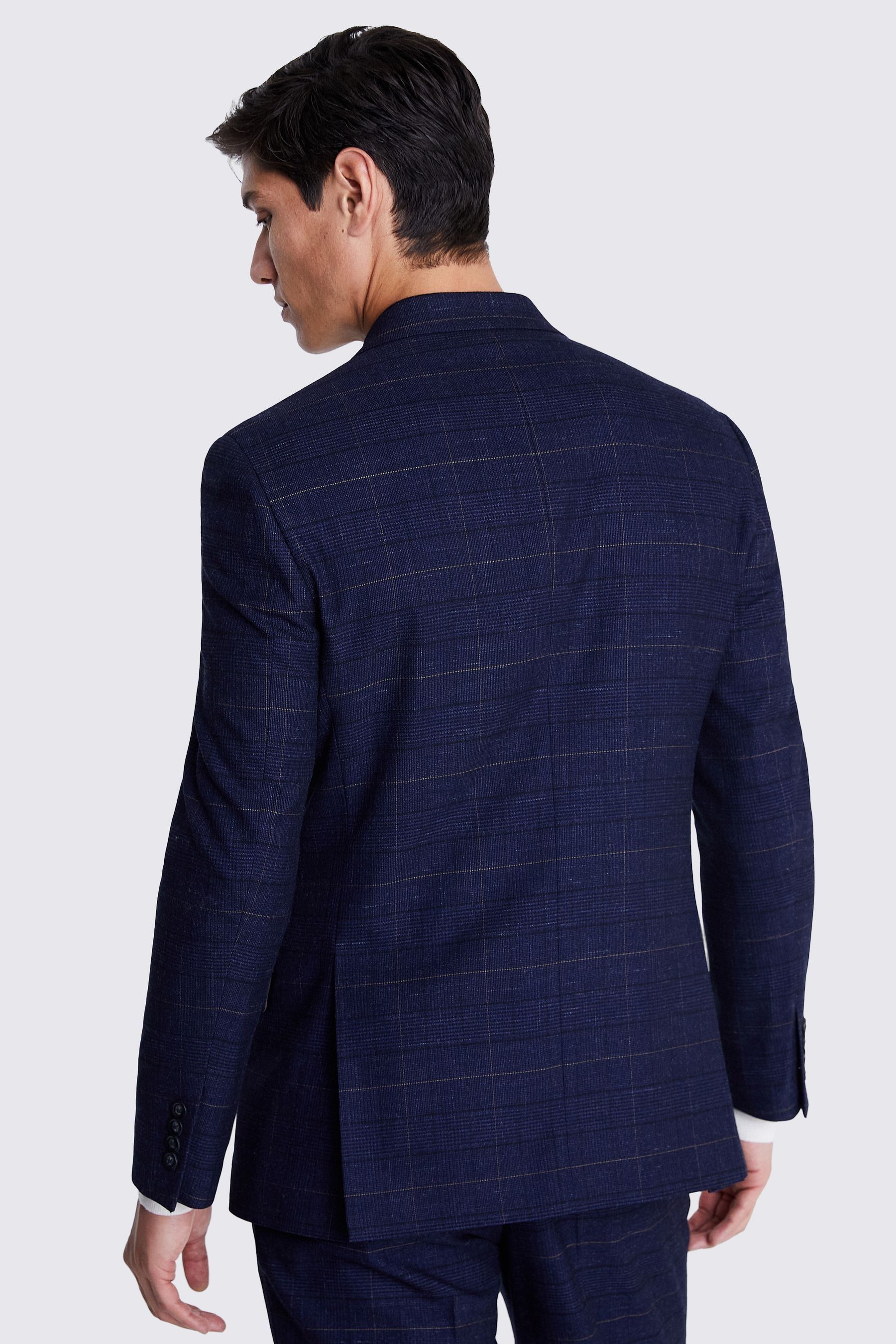 Buy MOSS Tailored Fit Navy Blue Check Jacket from the Next UK online shop