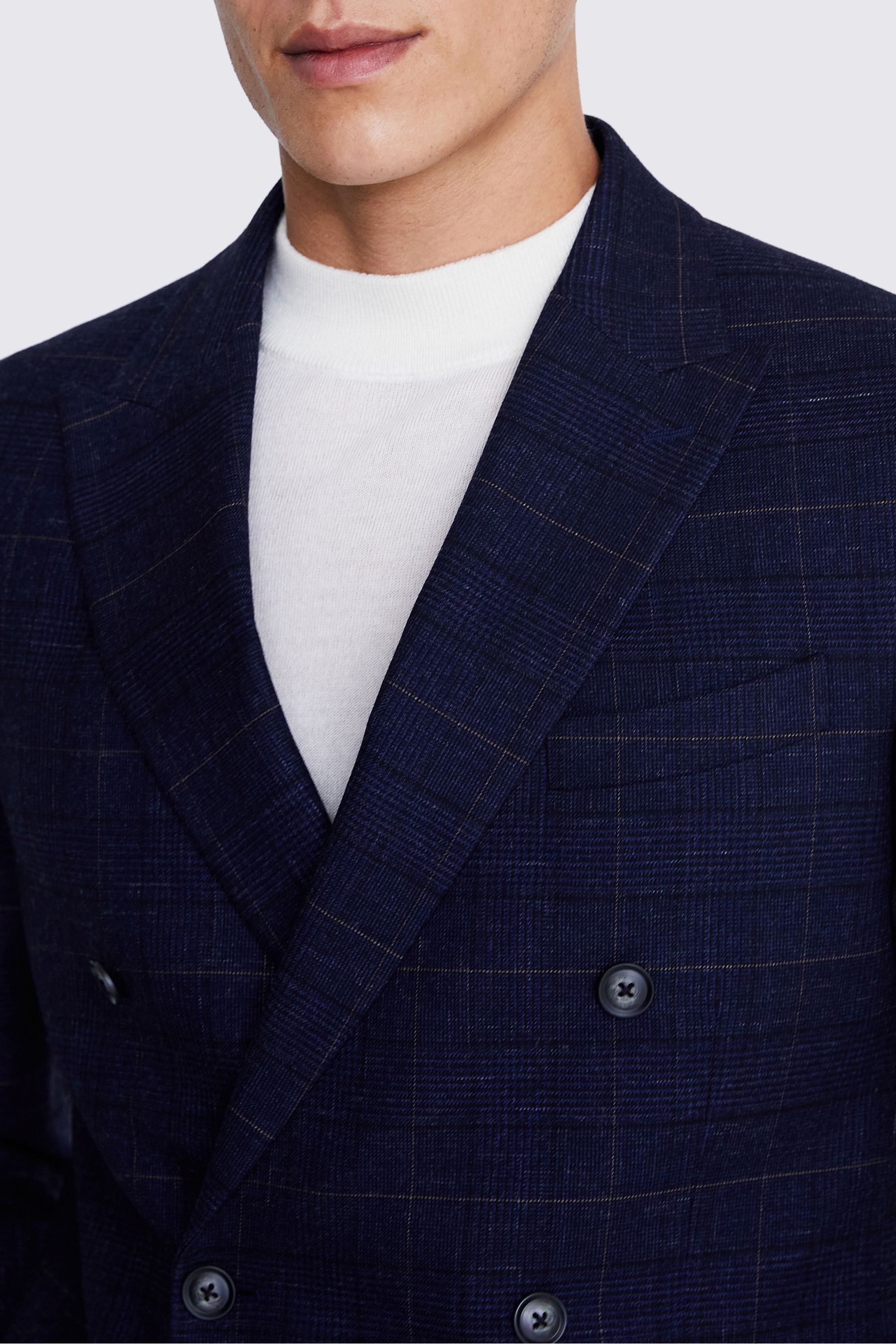 Buy MOSS Tailored Fit Navy Blue Check Jacket from the Next UK online shop