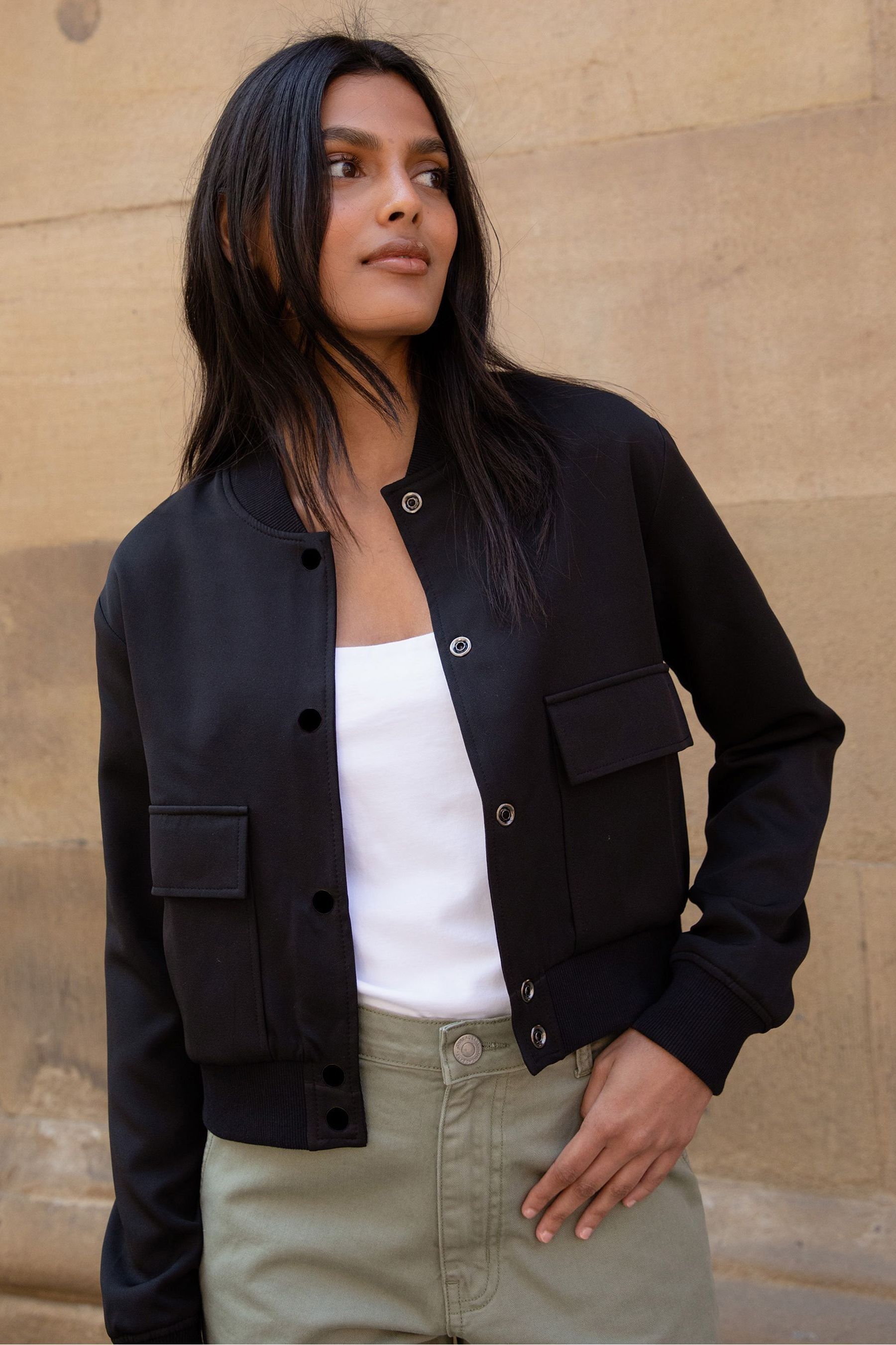 Buy Threadbare Black Cropped Bomber Jacket from the Next UK online shop