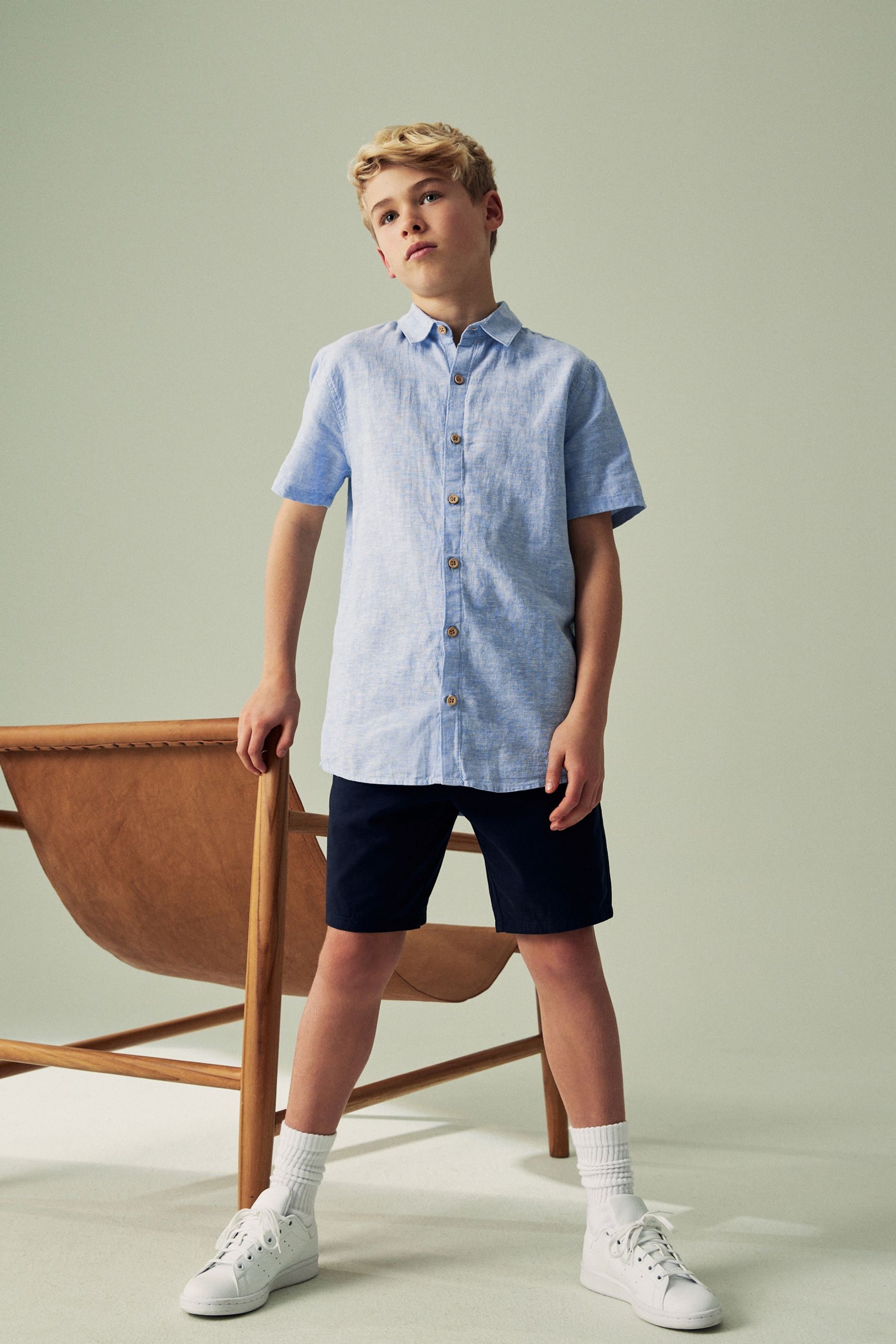 Buy Blue Linen Blend Shirt (3mths-16yrs) from Next Australia