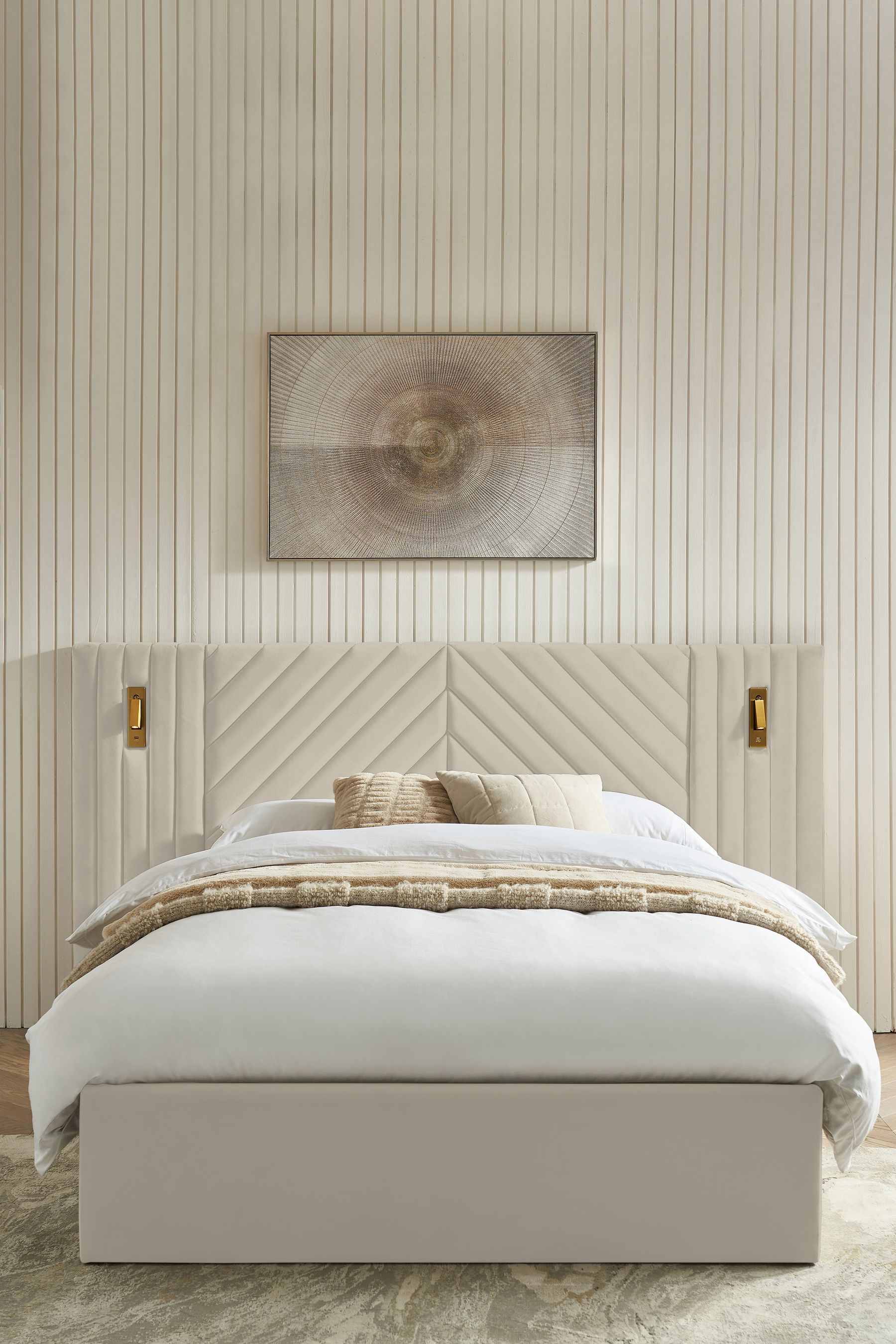 Buy Soft Velvet Natural Pebble Valencia Upholstered Hotel Bed Frame ...