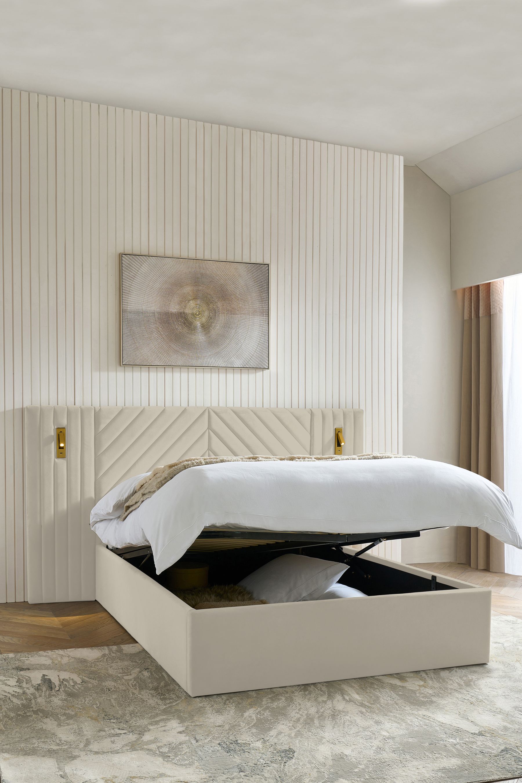 Buy Soft Velvet Natural Pebble Valencia Upholstered Hotel Bed Frame ...