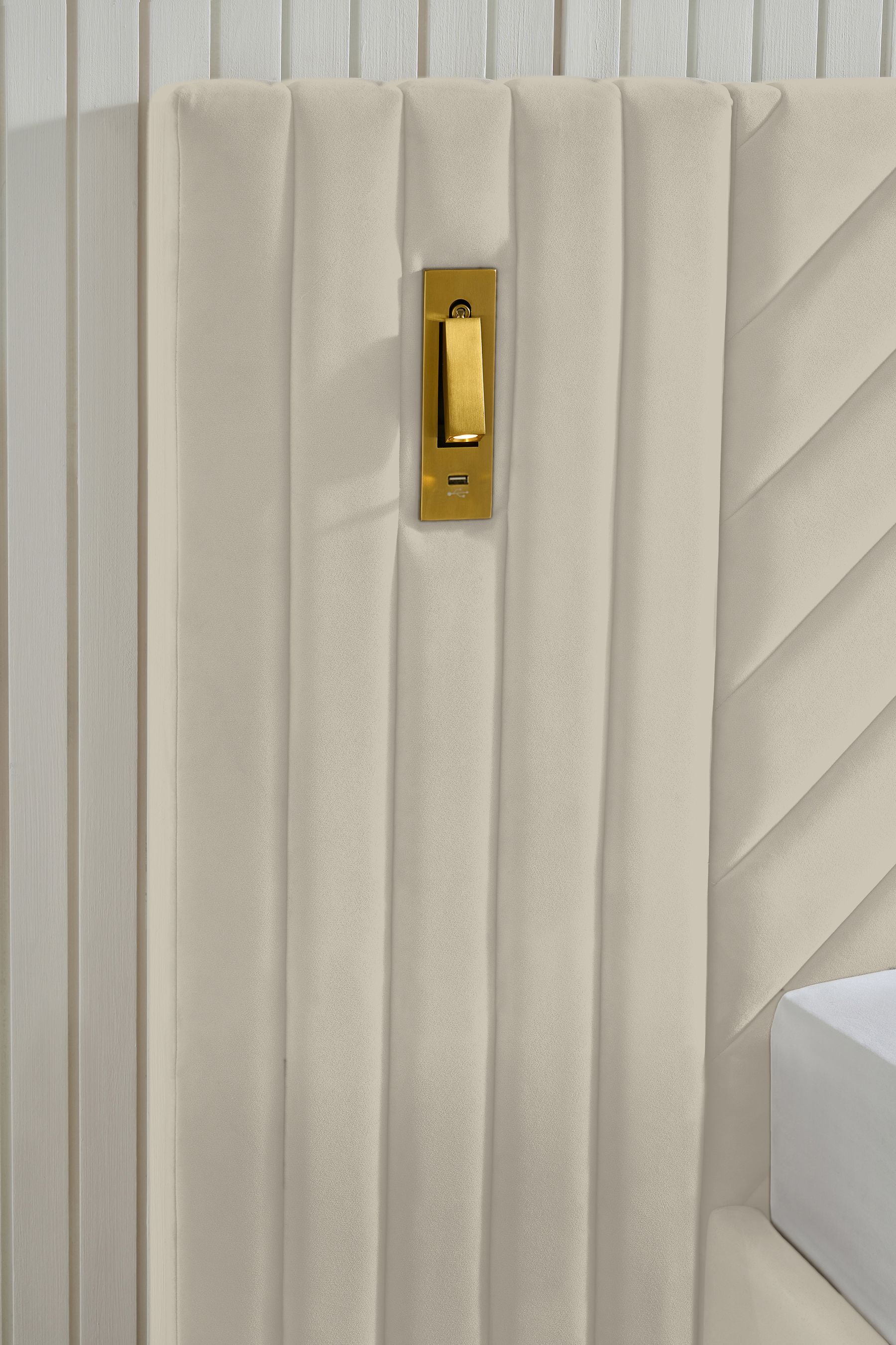 Buy Soft Velvet Natural Pebble Valencia Upholstered Hotel Bed Frame ...