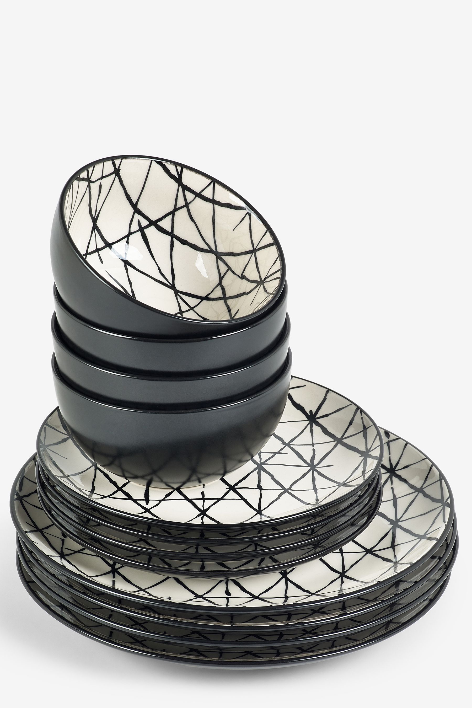 Buy 12 Piece Monochrome Sebbi Dinner Set from the Next UK online shop