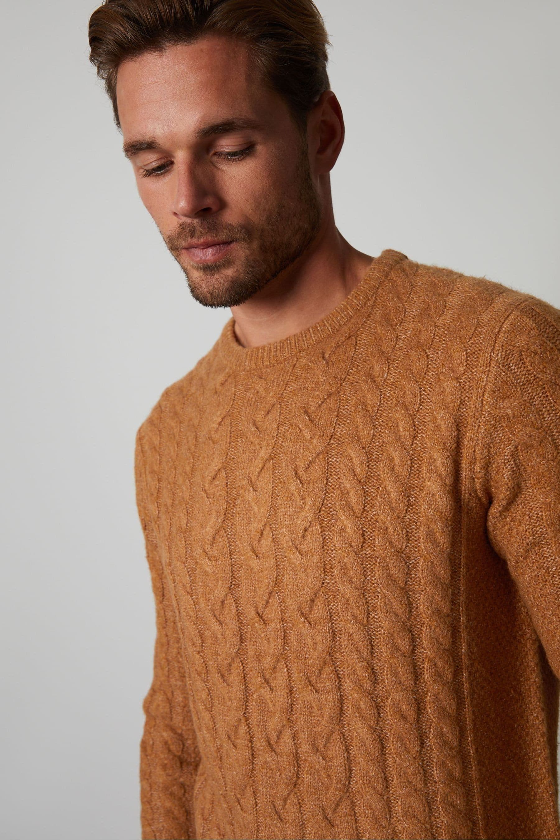 Buy Threadbare Brown Cable Knit Crew Neck Jumper from the Next UK ...