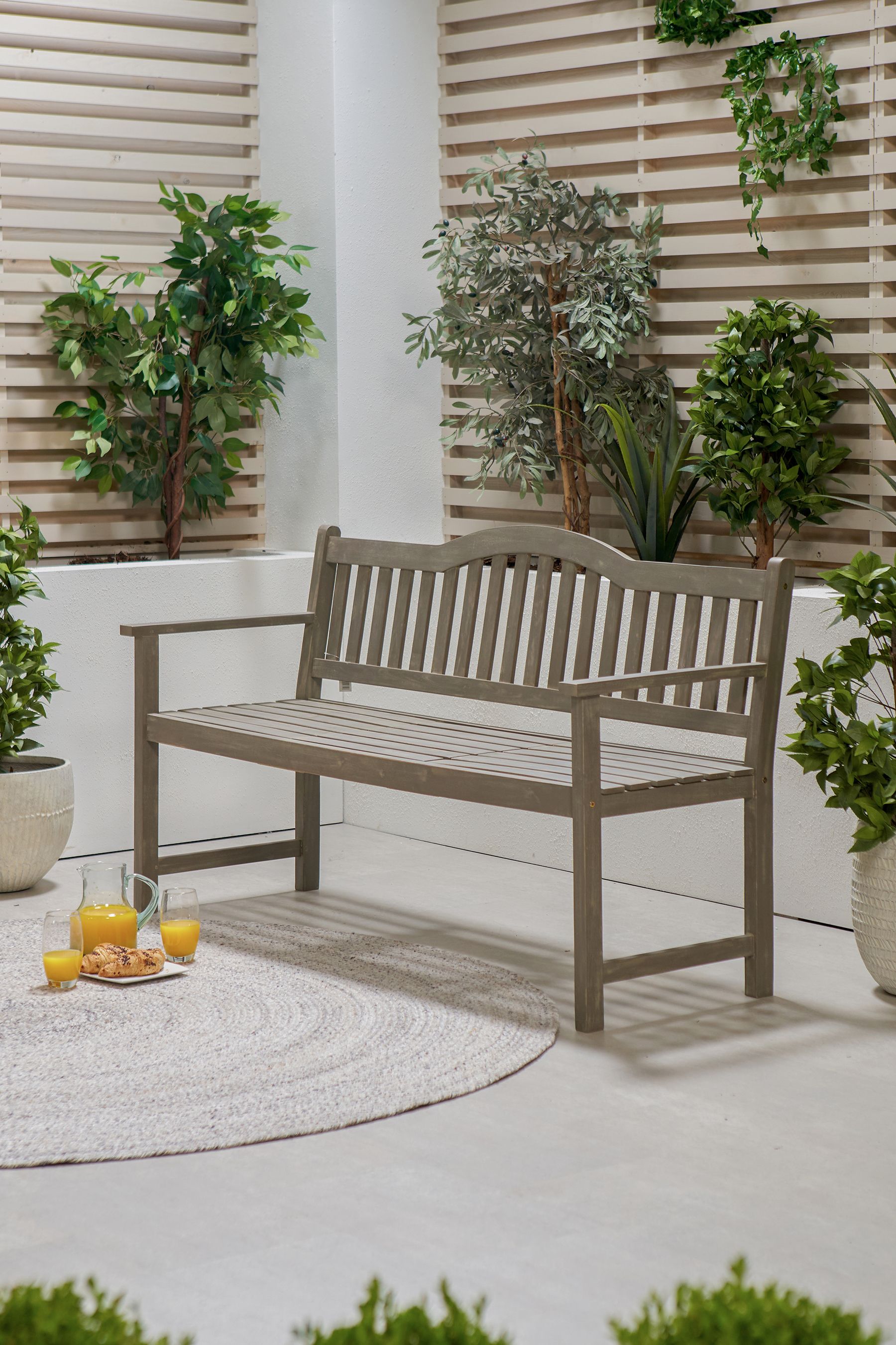 Buy Pacific Grey Richmond Light Teak Acacia Wood Bench With Pop Up ...