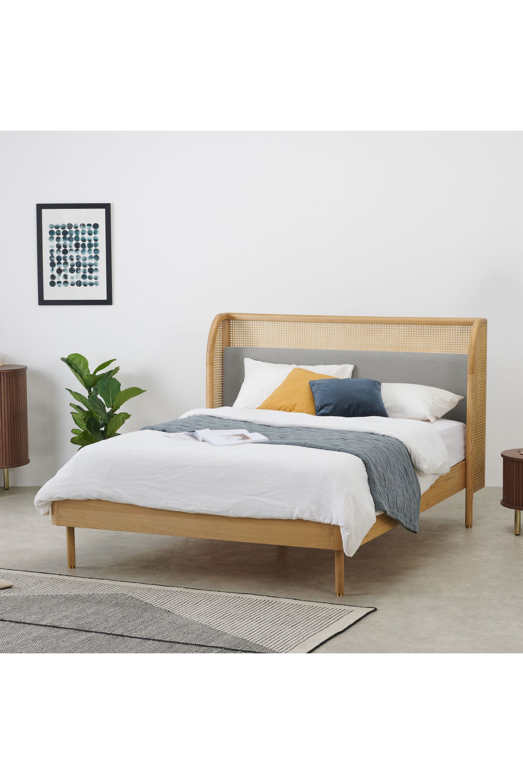 Buy MADE.COM Natural Oak and Rattan Ankhara Bed from Next Ireland