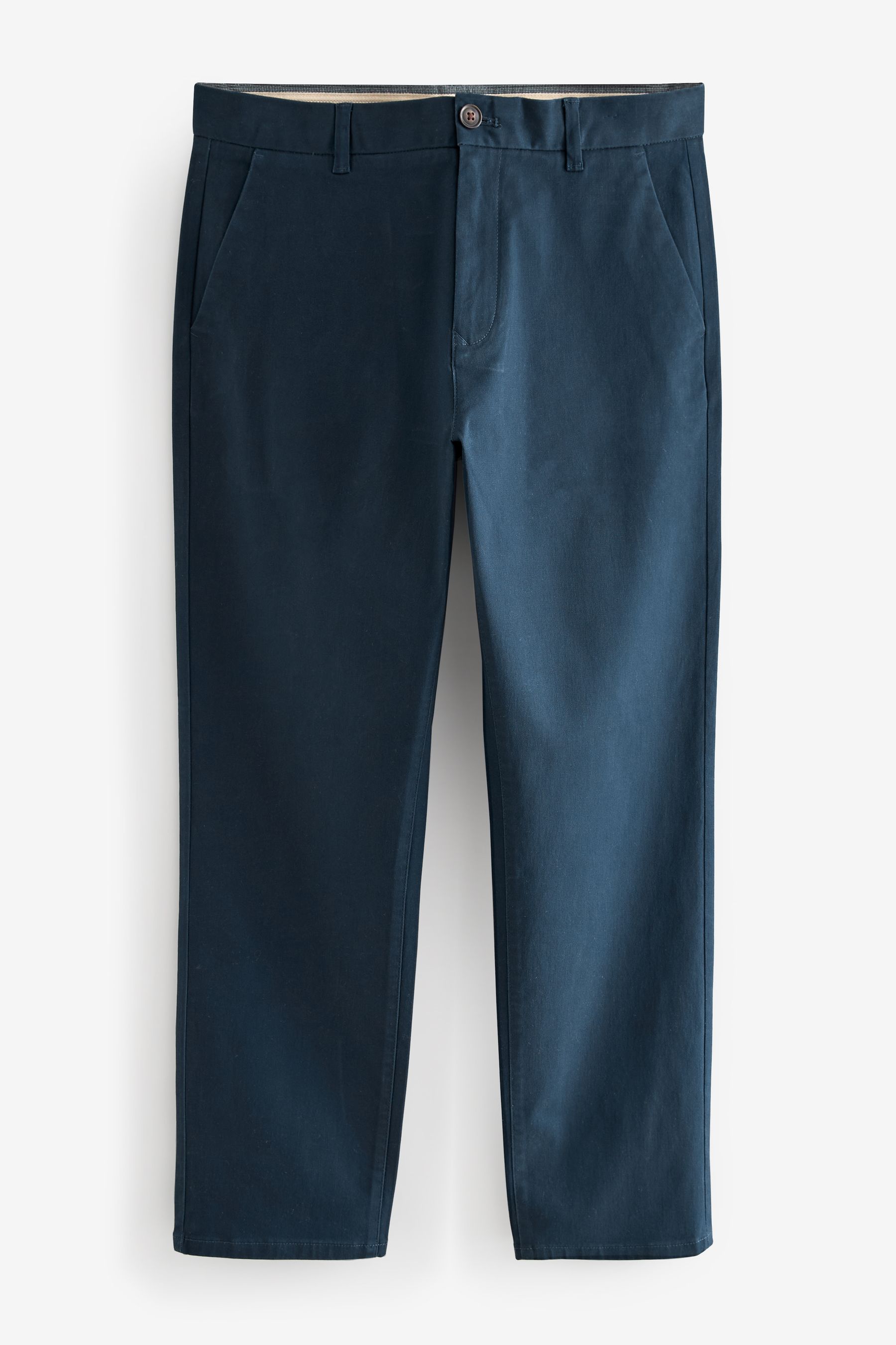 Buy Dark Blue Straight Stretch Chino Trousers from the Next UK online shop