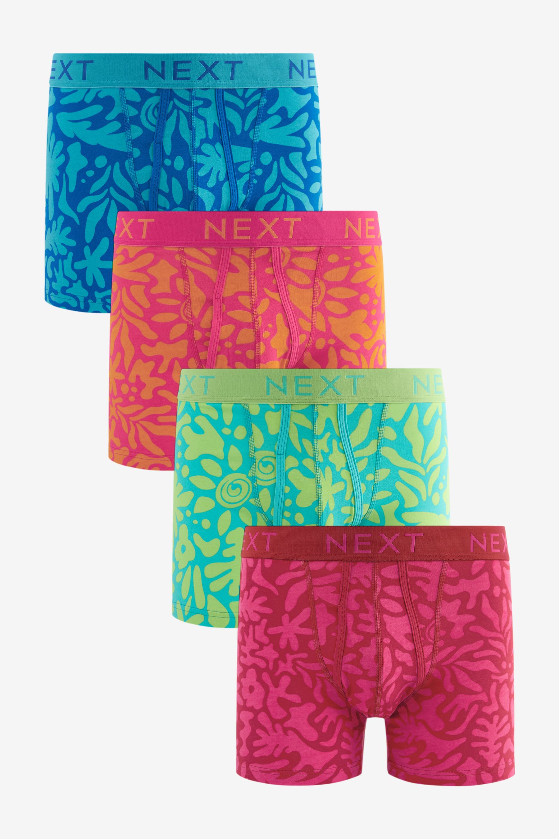 Buy Pink/Blue Neon Print A-Front Boxers 4 Pack from the Next UK online shop