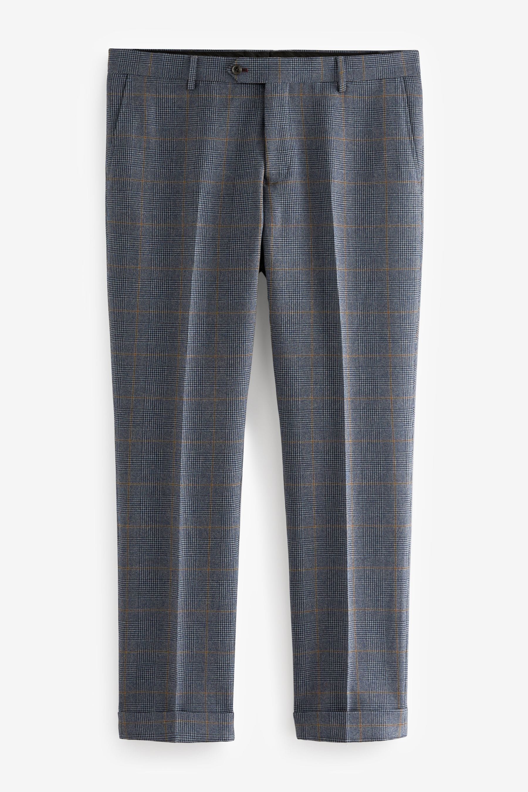 Buy Blue Slim Fit Trimmed Check Suit Trousers from the Next UK online shop