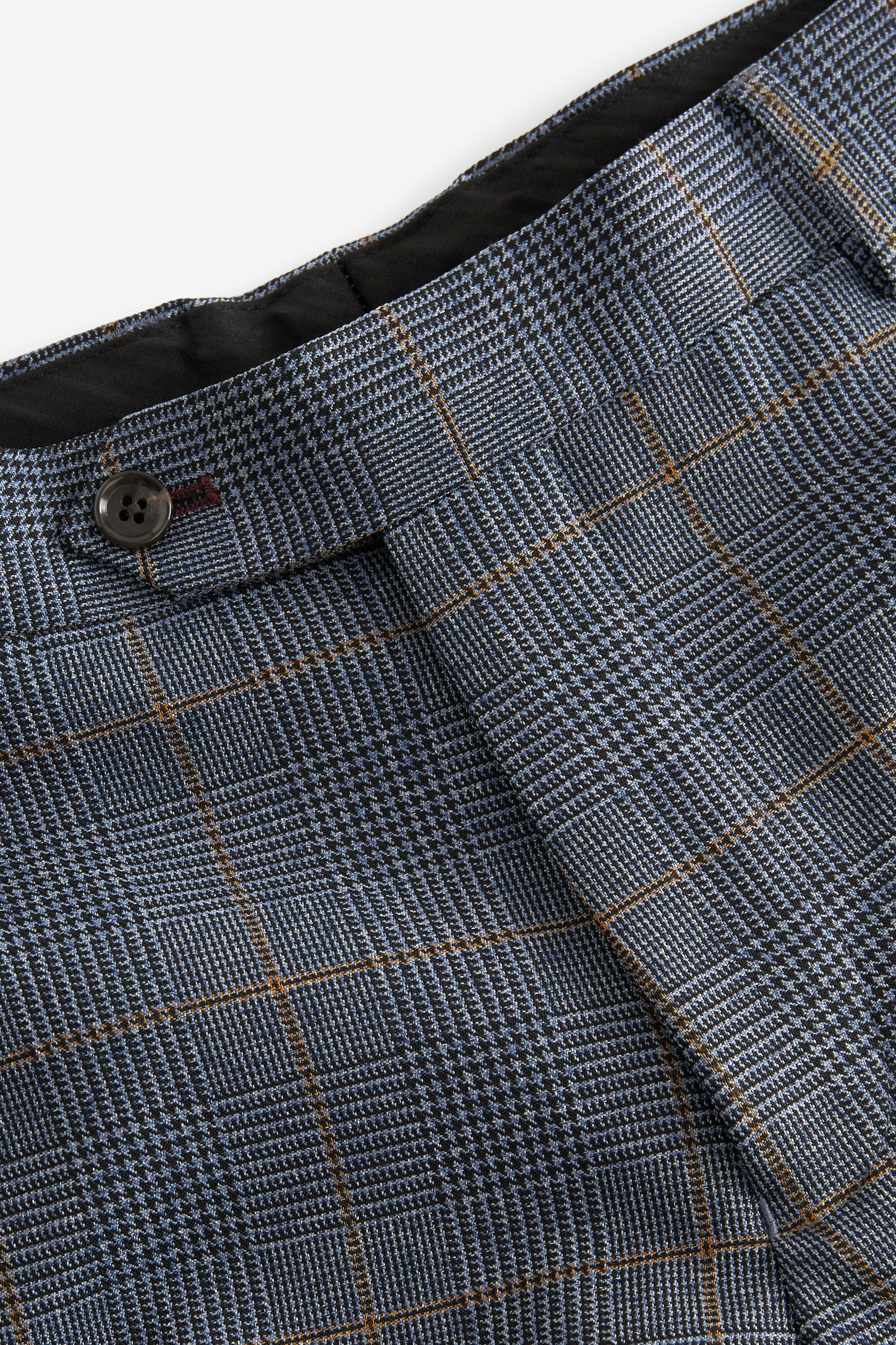 Buy Blue Slim Fit Trimmed Check Suit Trousers from the Next UK online shop