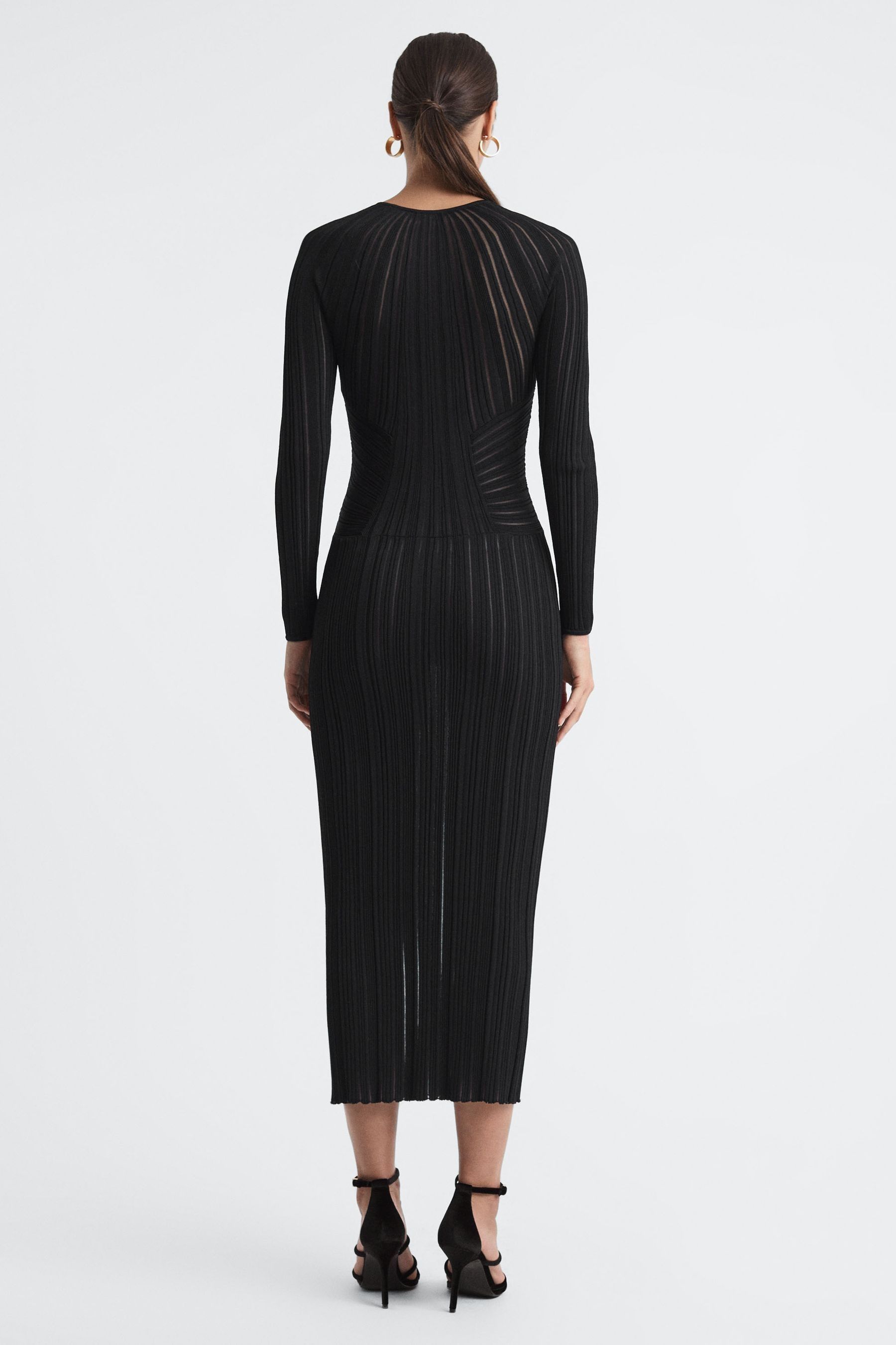 Buy Reiss Black Ida Sheer Striped Bodycon Midi Dress from the Next UK ...