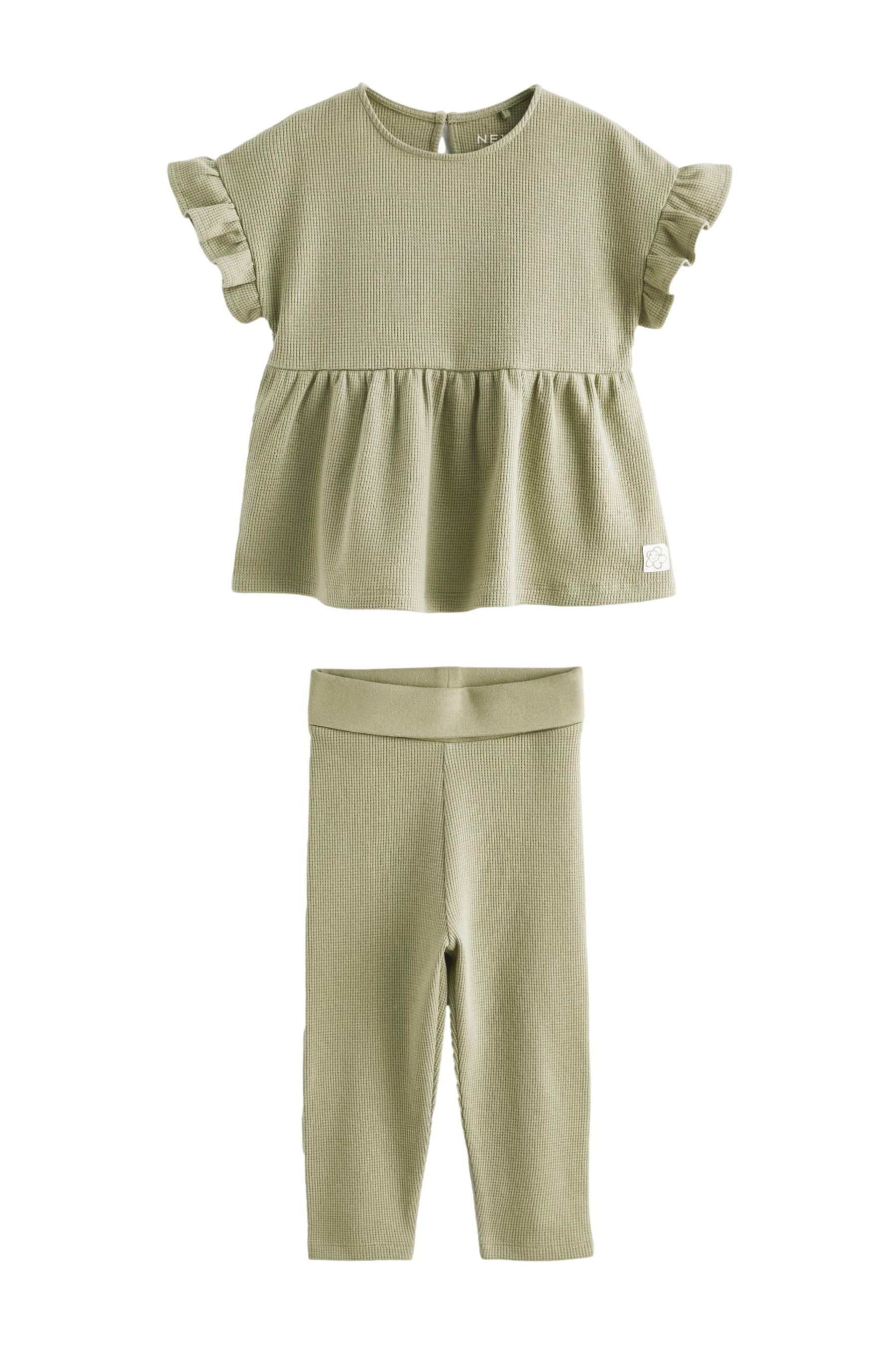 Buy Green Short Sleeve Ruffle Top and Leggings Set (3mths-7yrs) from ...