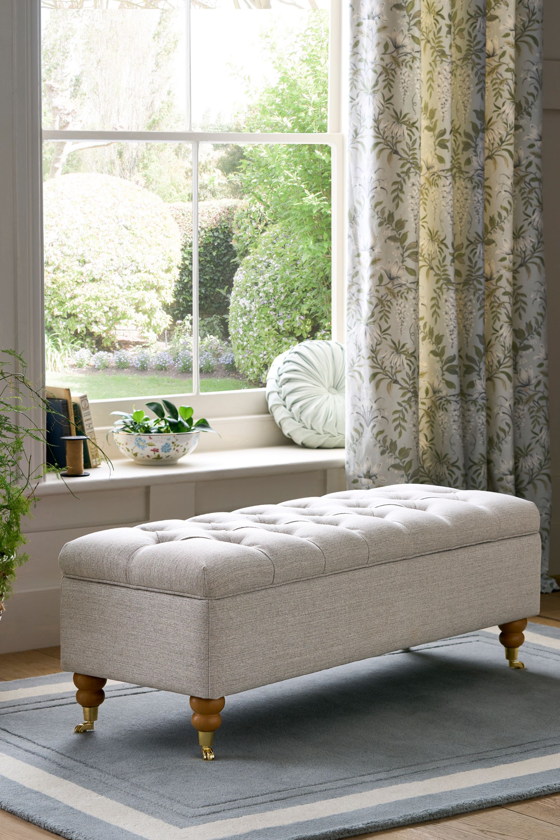 Buy Laura Ashley Vivienne Soft Silver Bellmount Storage Ottoman Bench ...