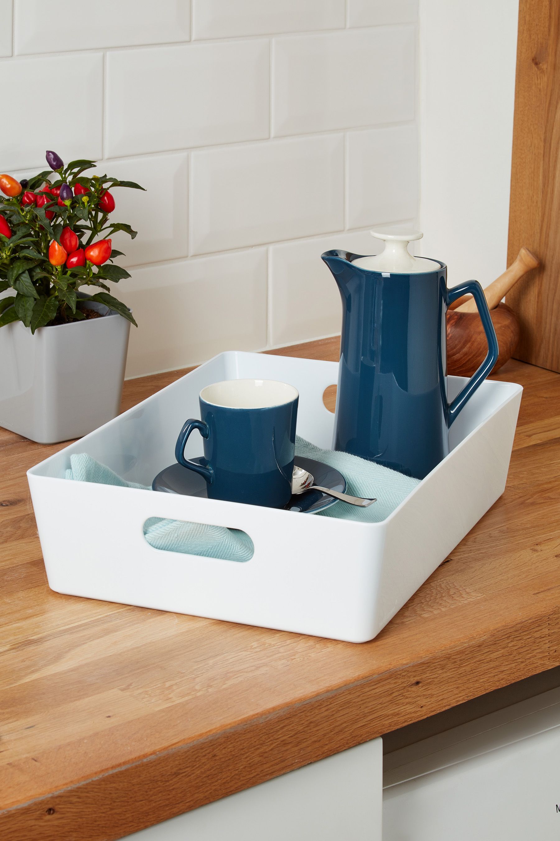 Buy Wham Set of 4 White Studio Large Rectangle Slim Plastic Storage ...