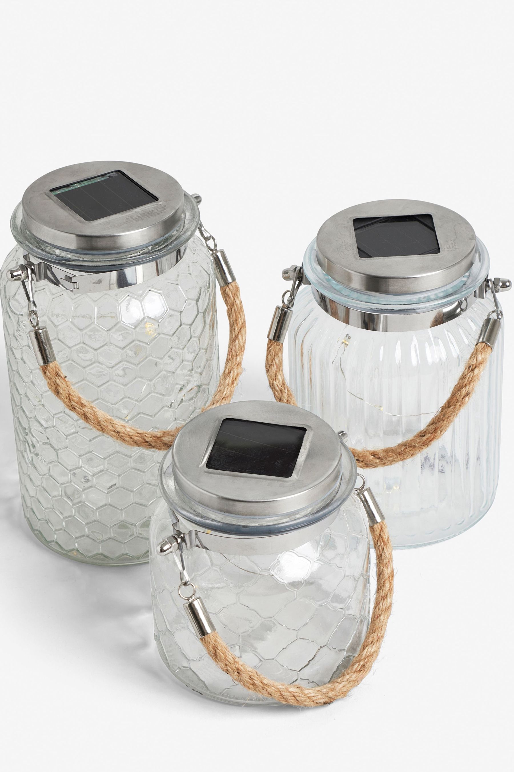 Buy Clear Set of 3 Solar Glass Lanterns Light from the Next UK online shop