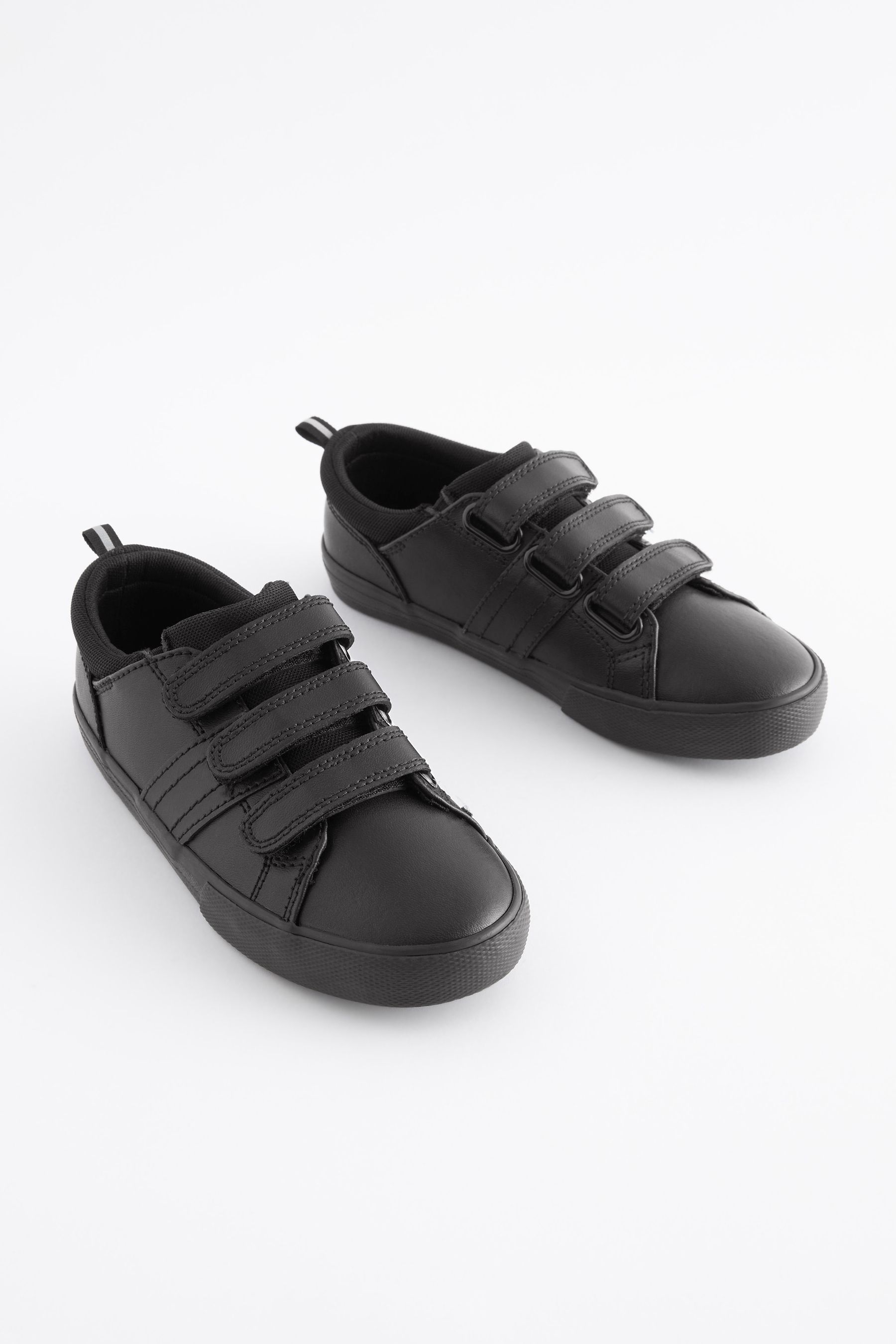 Buy Black Wide Fit (G) School Leather Triple Strap Shoes from the Next ...