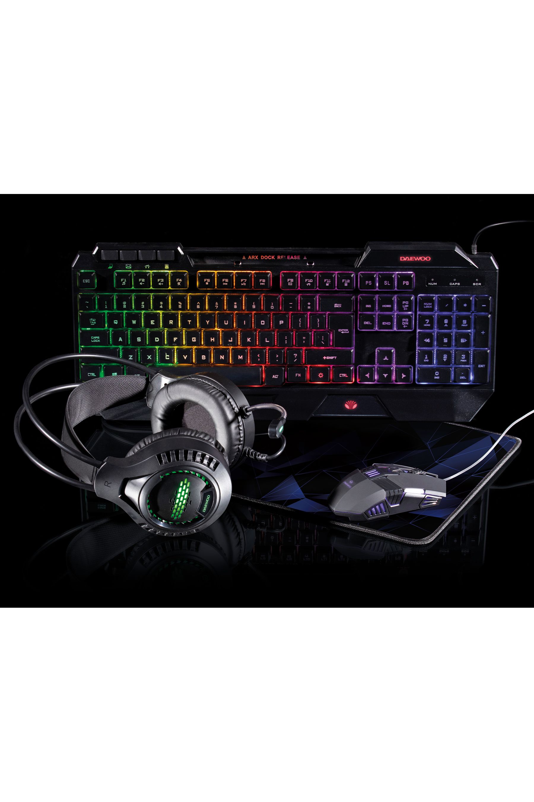 Buy Daewoo Black Gaming Set 4 in 1 Headphones Keyboard Mouse Pad from ...