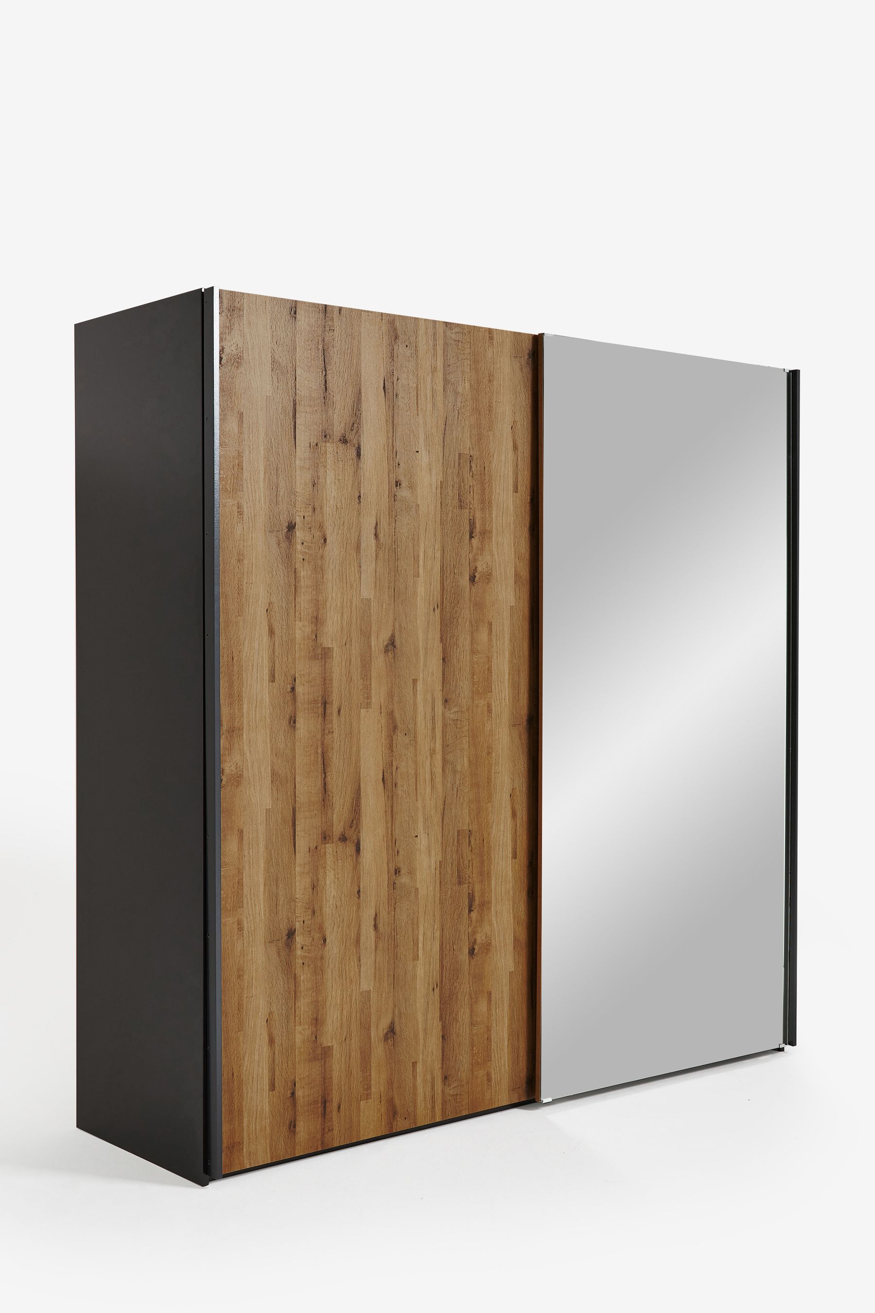 Buy Dark Bronx Oak 2m Sliding Effect Semi Fitted Mirrored Wardrobe from ...