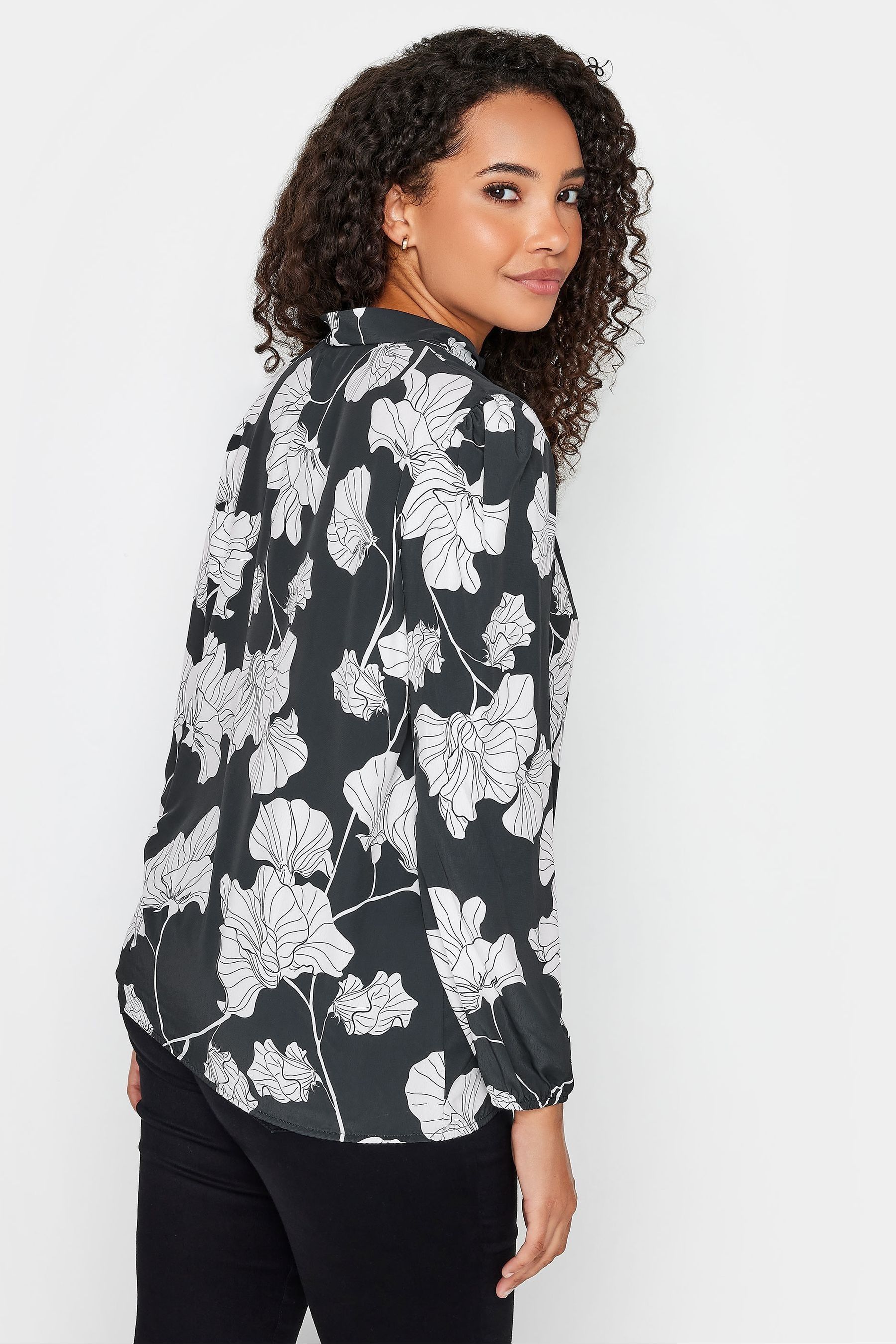Buy M&Co Black Bow Neck Bubble Hem Blouse from the Next UK online shop