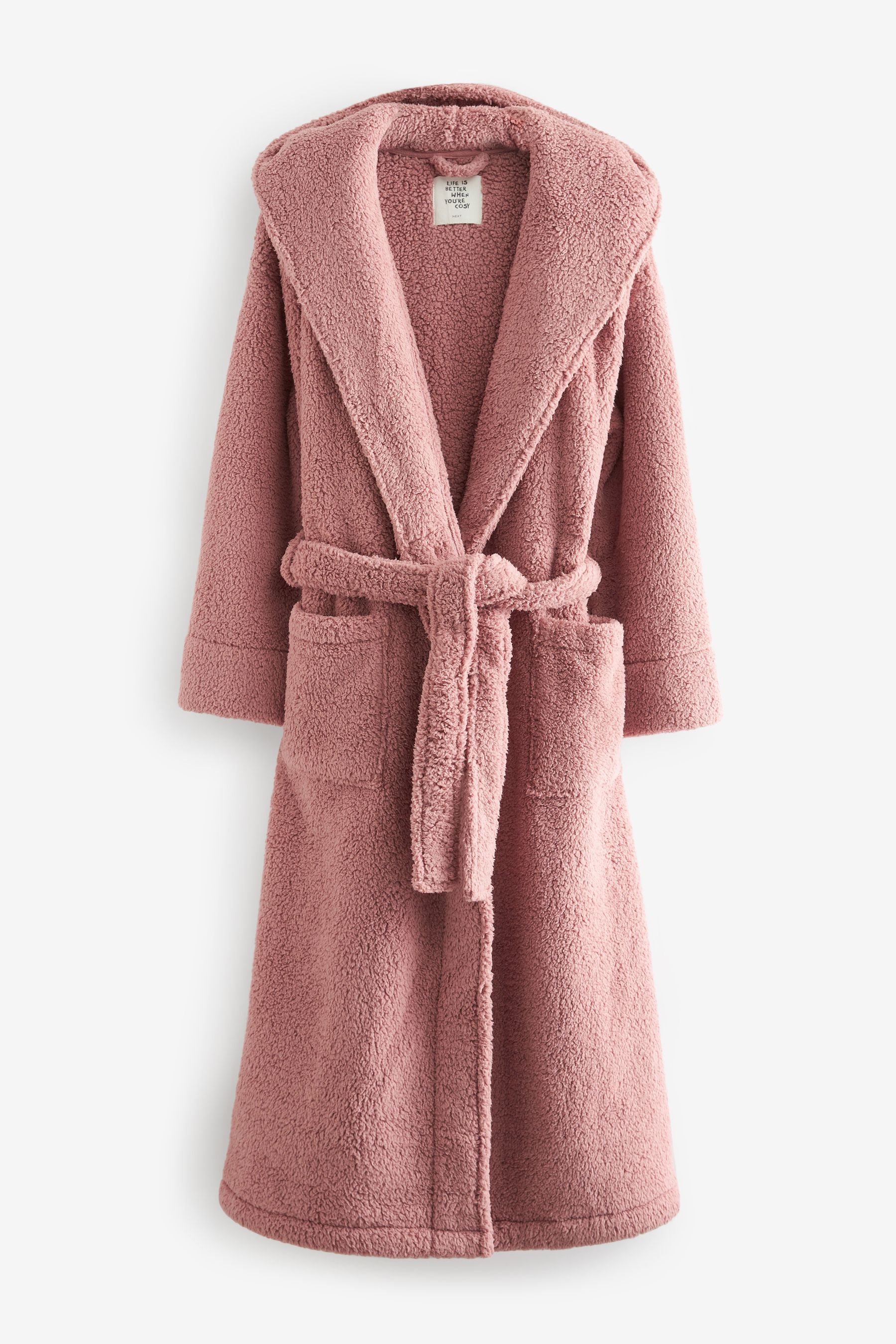 Buy Pink Teddy Borg Fleece Dressing Gown from Next Ireland