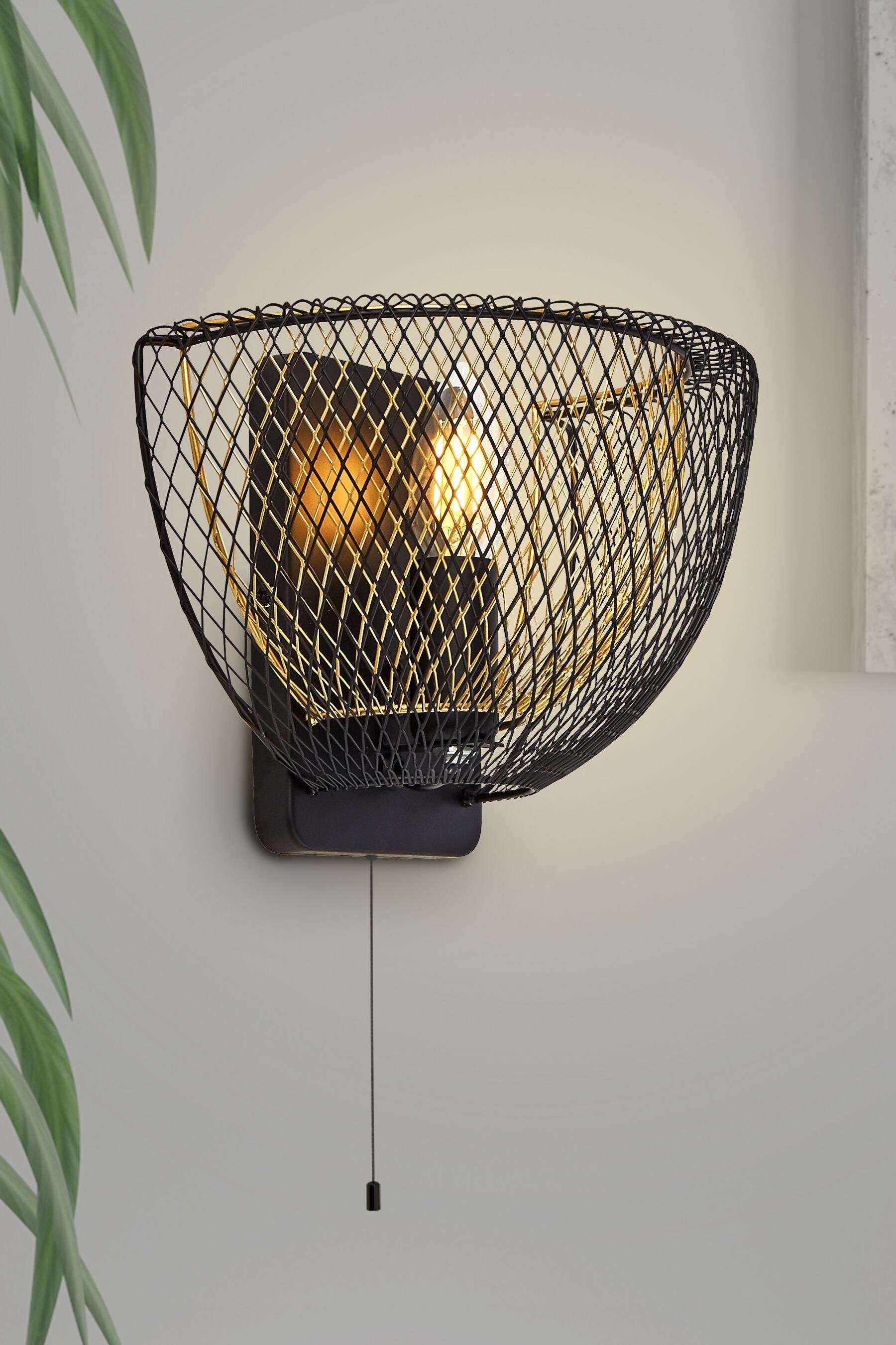 Buy Searchlight Galen Matt Black Layered Mesh Wall Light from the Next ...