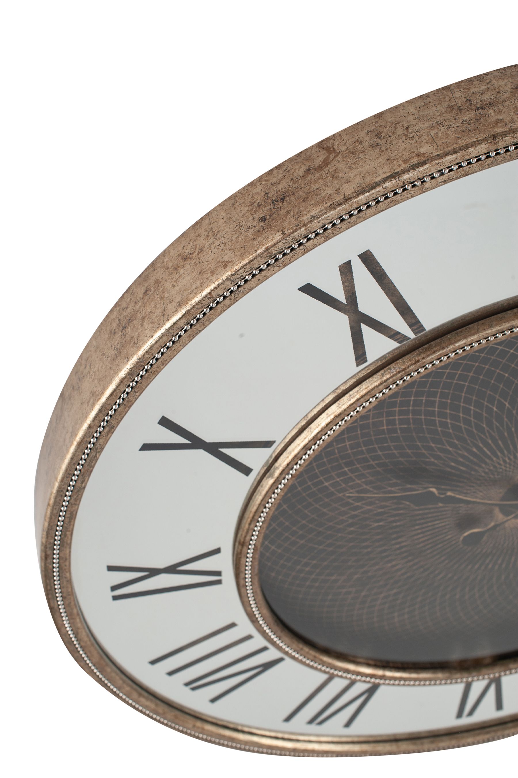 Buy Pacific Gold Antique Gold Metal & Mirror Geo Print Wall Clock from ...