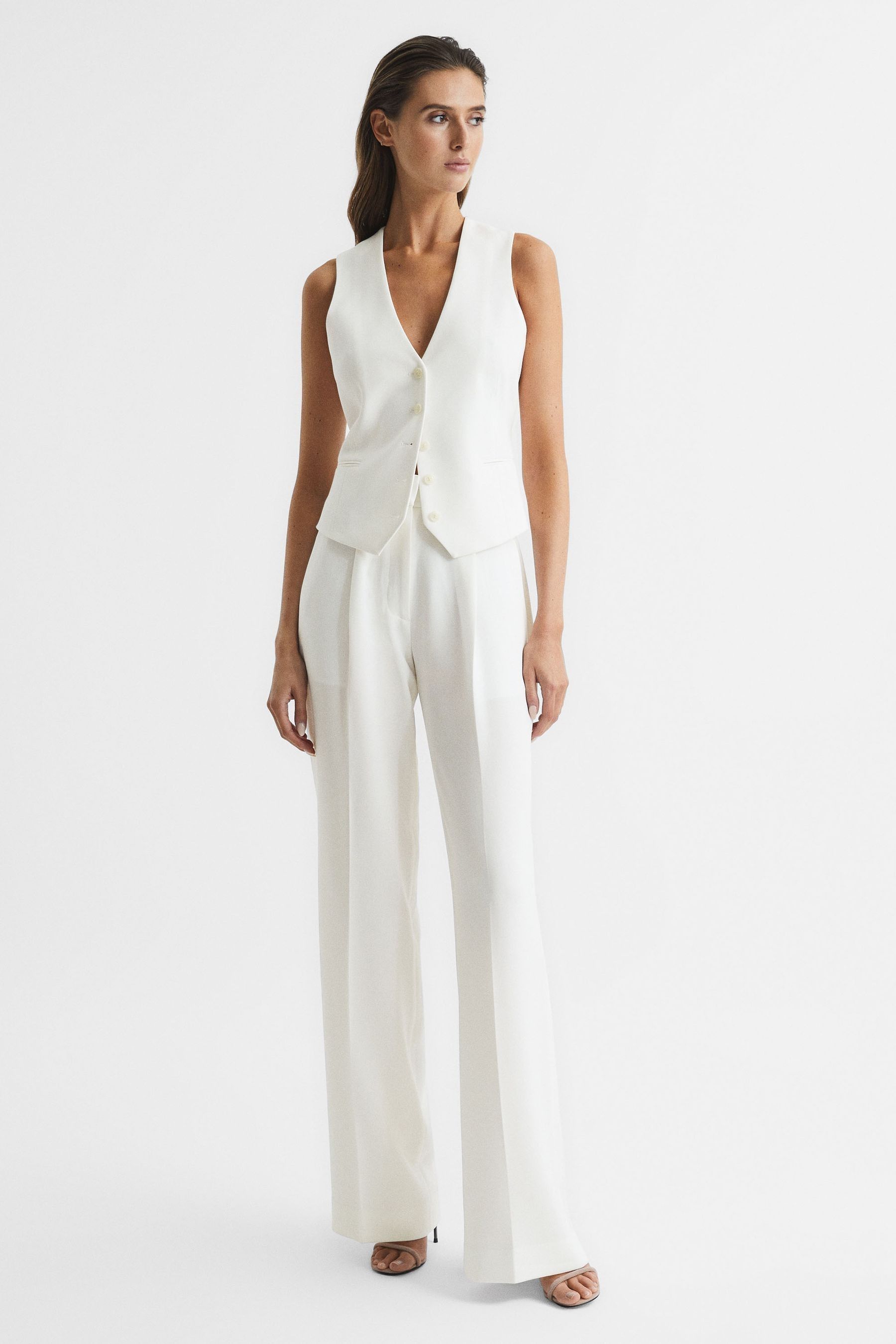 Buy Reiss White Tatum Crepe Wide Leg Trousers from the Next UK online shop