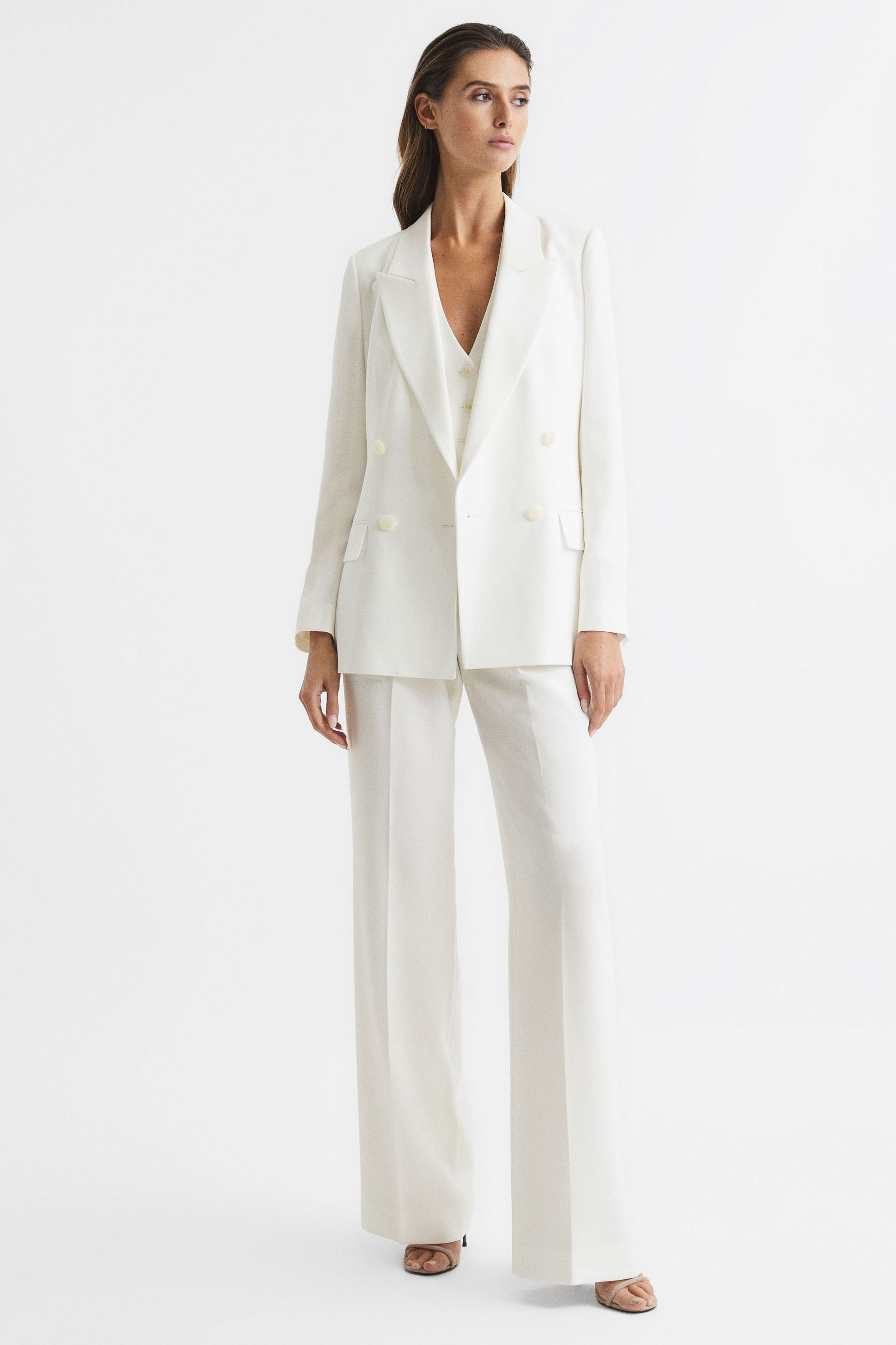 Buy Reiss White Tatum Crepe Double Breasted Blazer from the Next UK ...