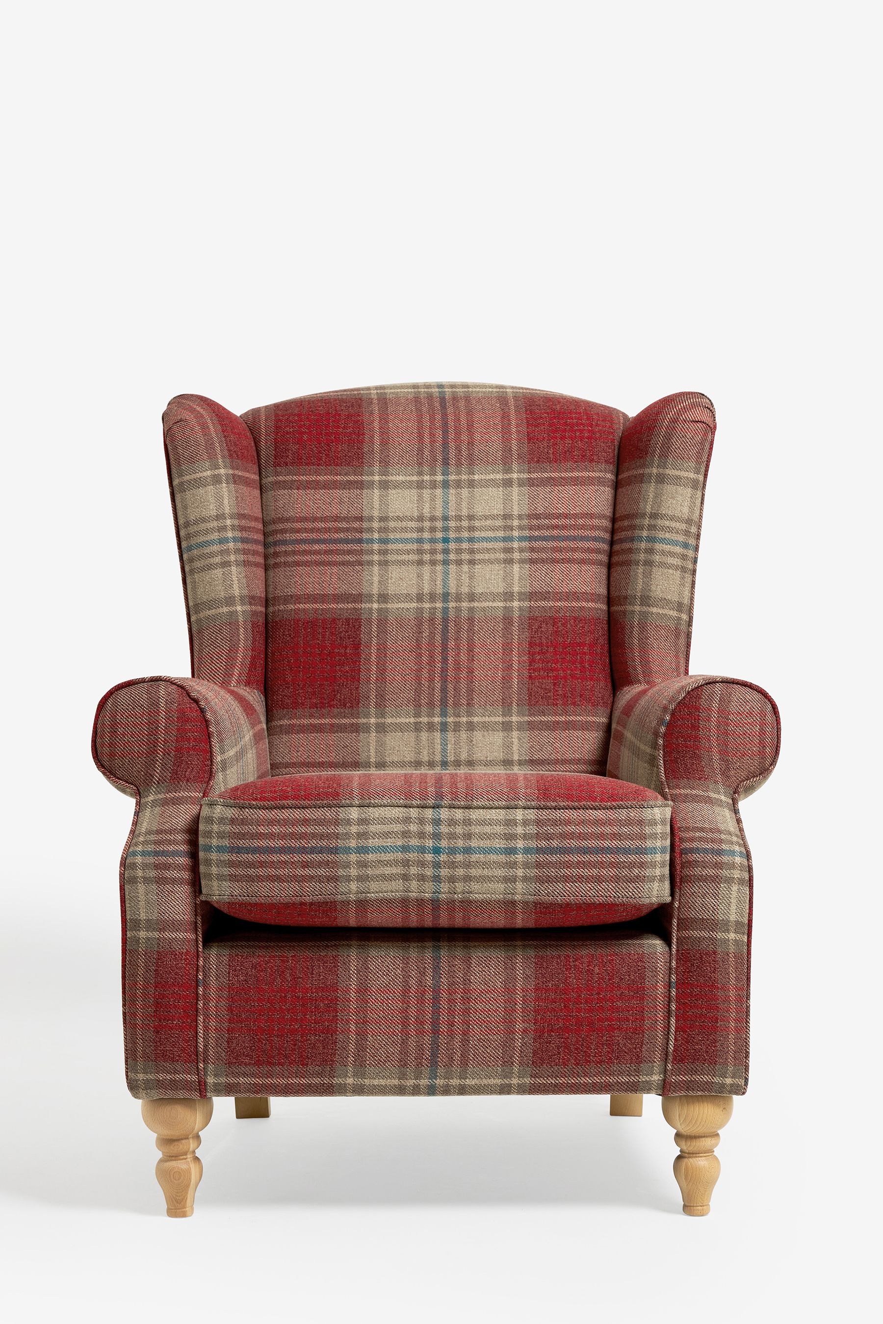 Buy Versatile Check Stirling Red Sherlock Highback Armchair from the ...