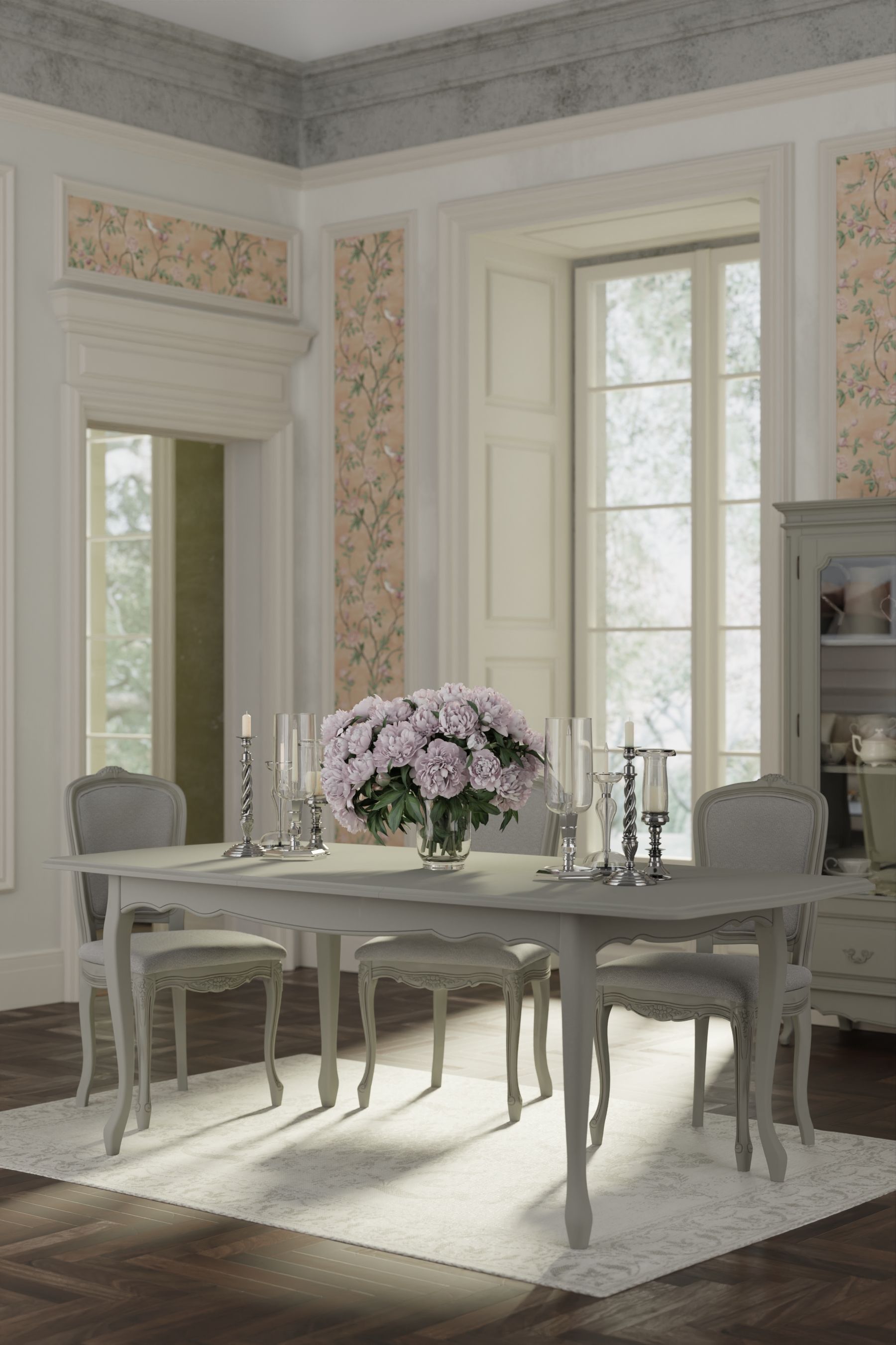 Buy Laura Ashley Dove Grey Provencale 6-8 Seater Extending Dining Table ...