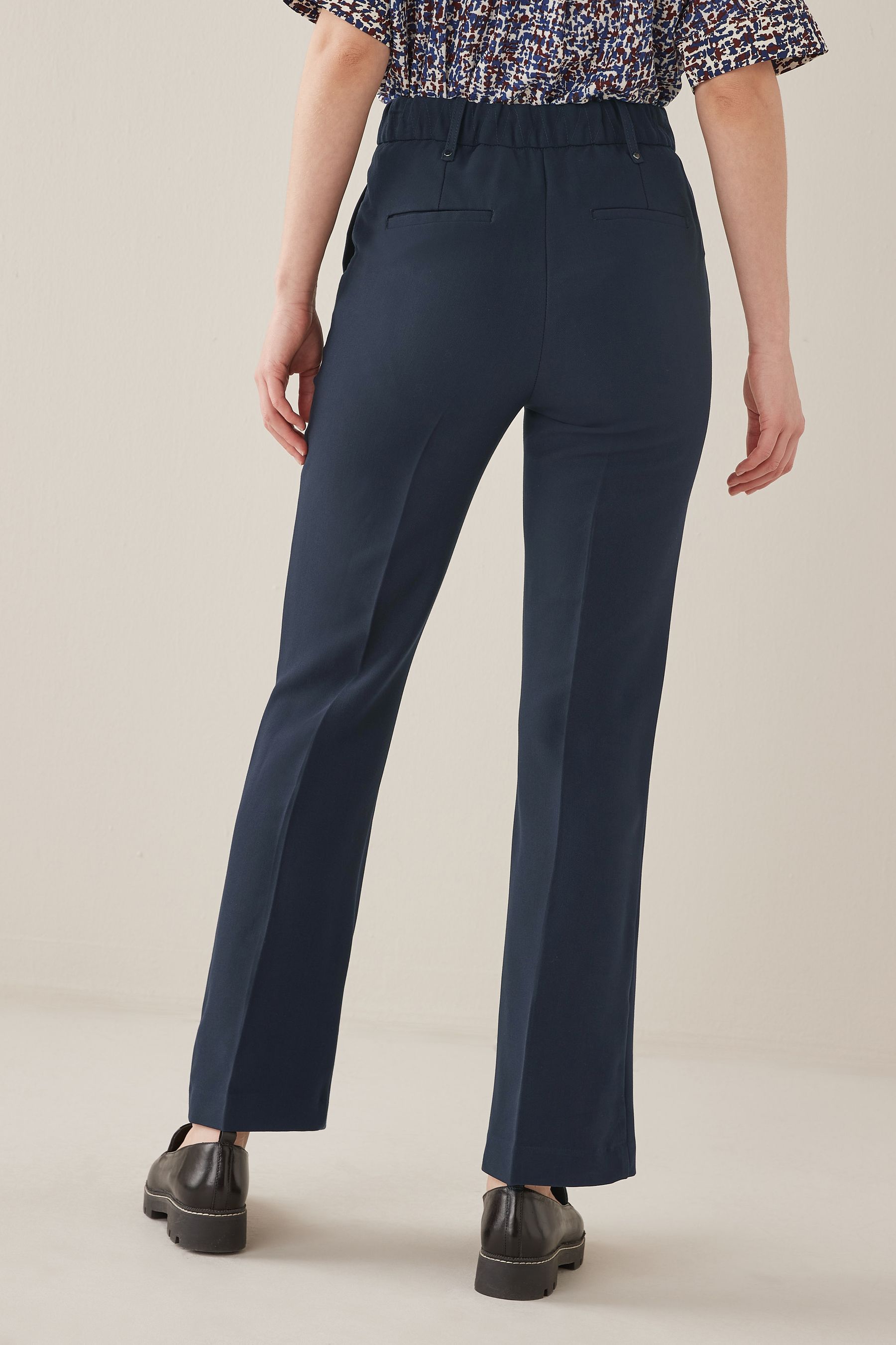 Buy Navy Blue Tailored Elasticated Back Boot Cut Trousers from Next Ireland