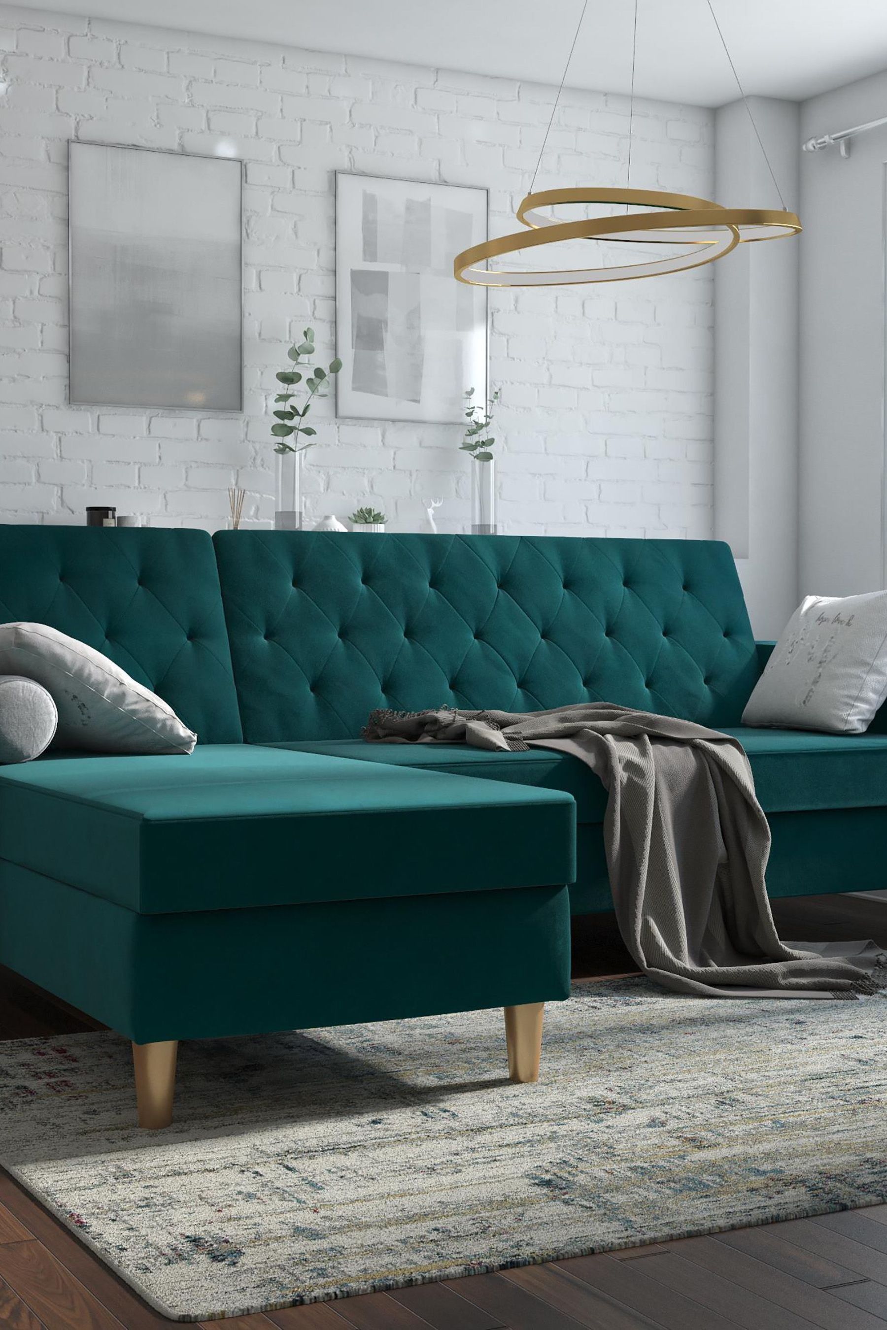 Buy CosmoLiving Green Liberty Sectional Velvet Futon from the Next UK ...