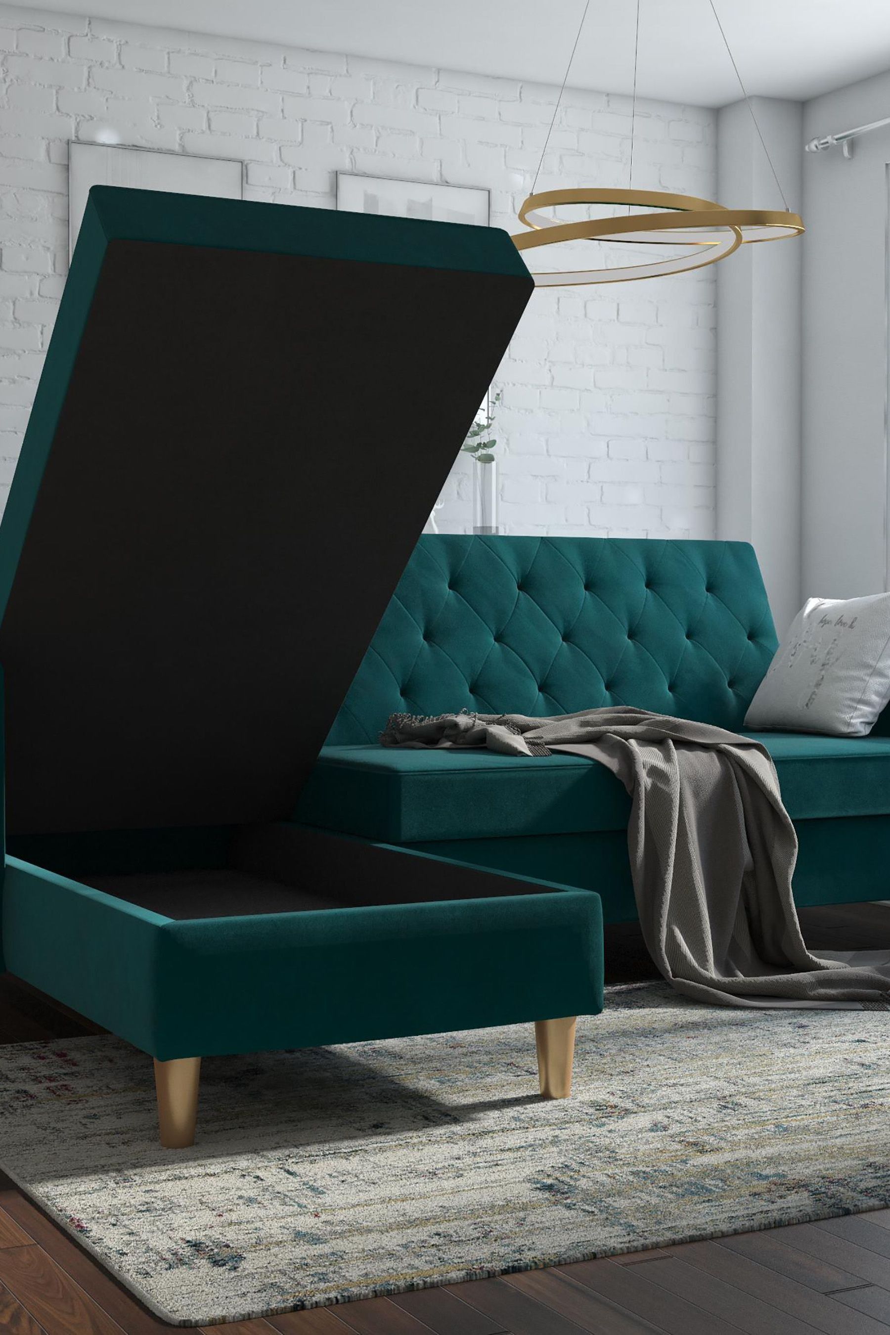 Buy CosmoLiving Green Liberty Sectional Velvet Futon from the Next UK ...