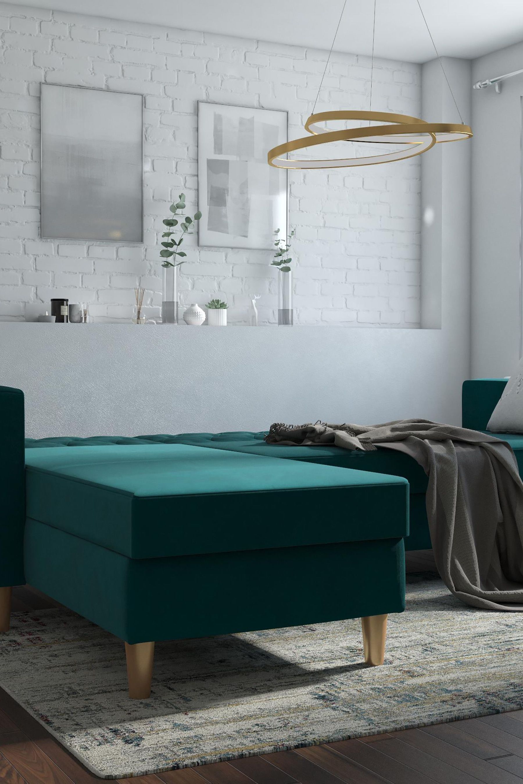 Buy CosmoLiving Liberty Sectional Velvet Futon from the Next UK online shop