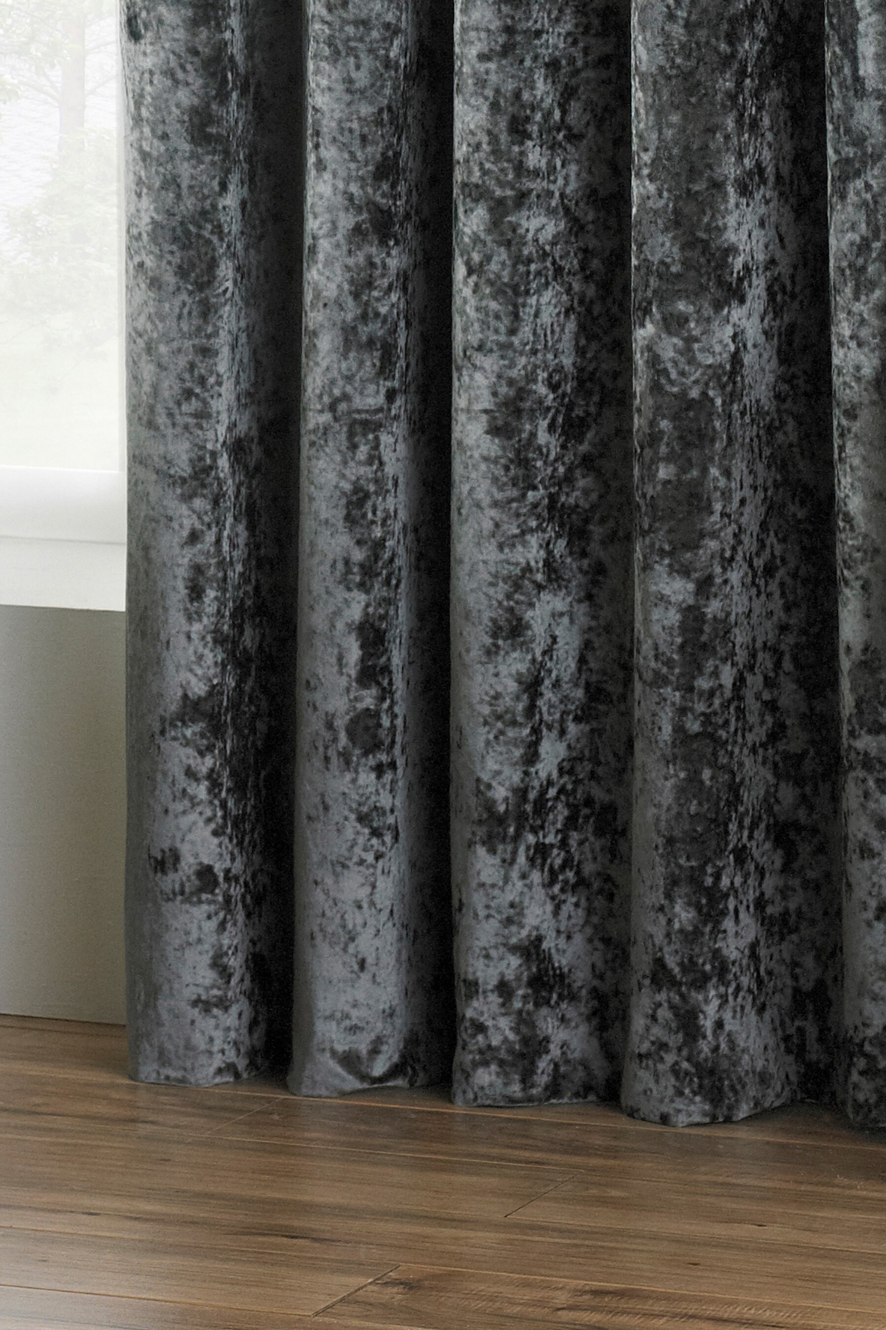 Buy Riva Paoletti Pewter Grey Verona Crushed Velvet Eyelet Curtains ...