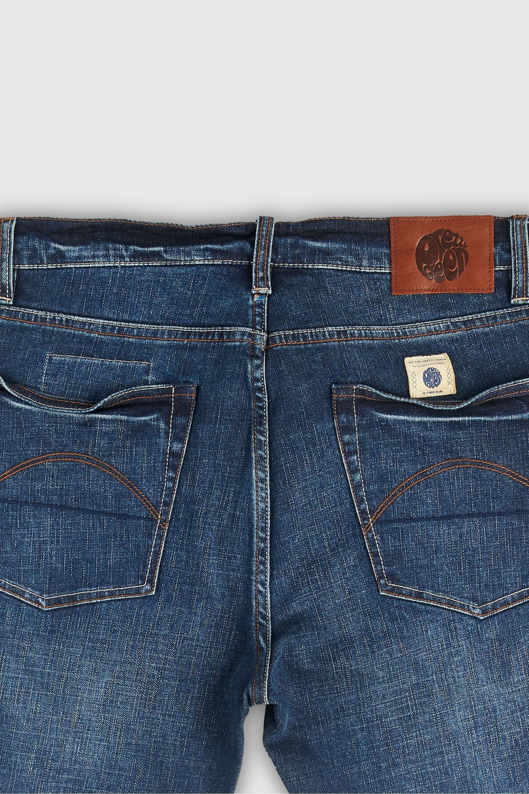 Buy Pretty Green Denim Dark Wash SIx-Month Wash Erwood Slim Fit Jeans ...