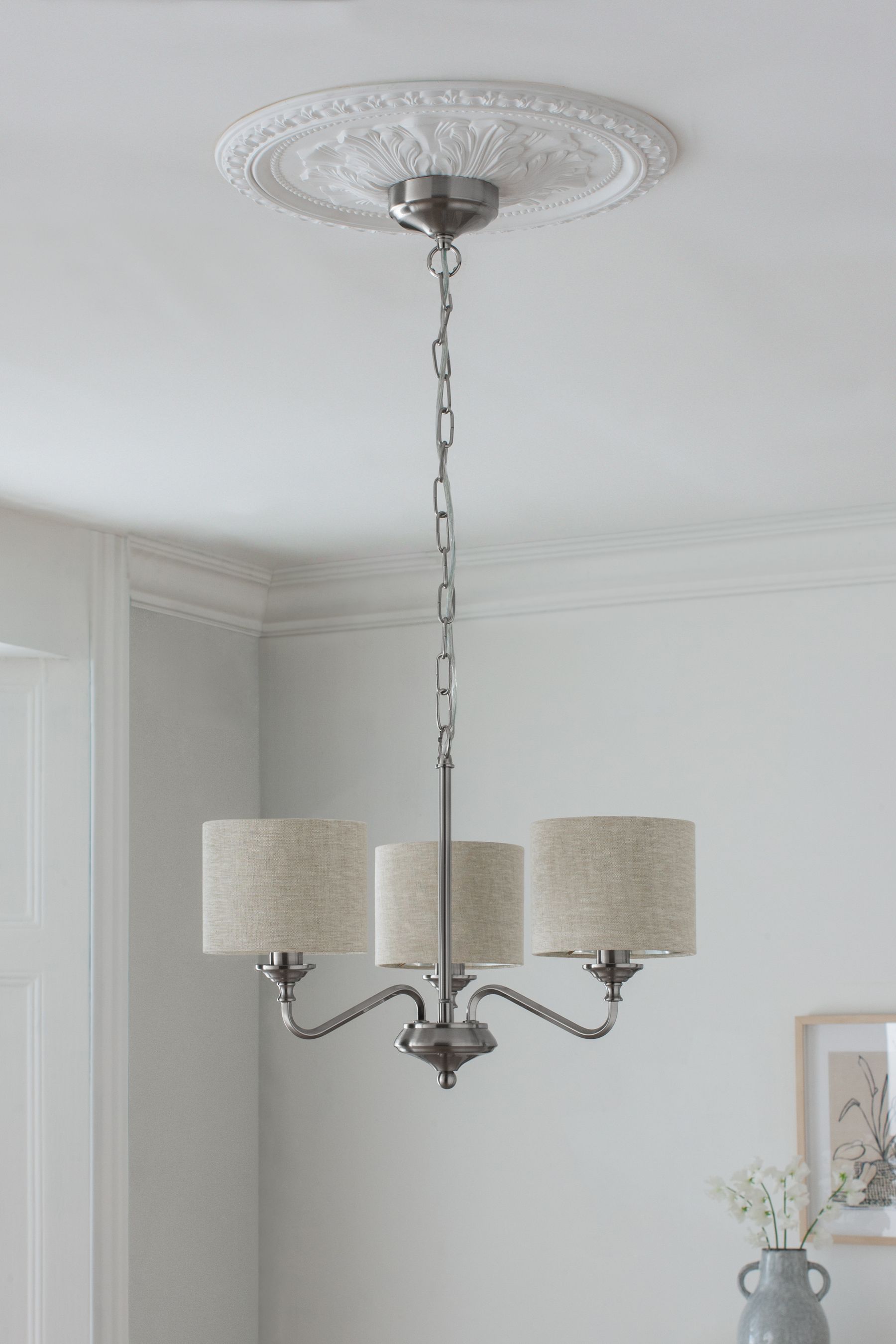 Buy Brushed Chrome Burford 3 Light Chandelier Ceiling Light from the ...