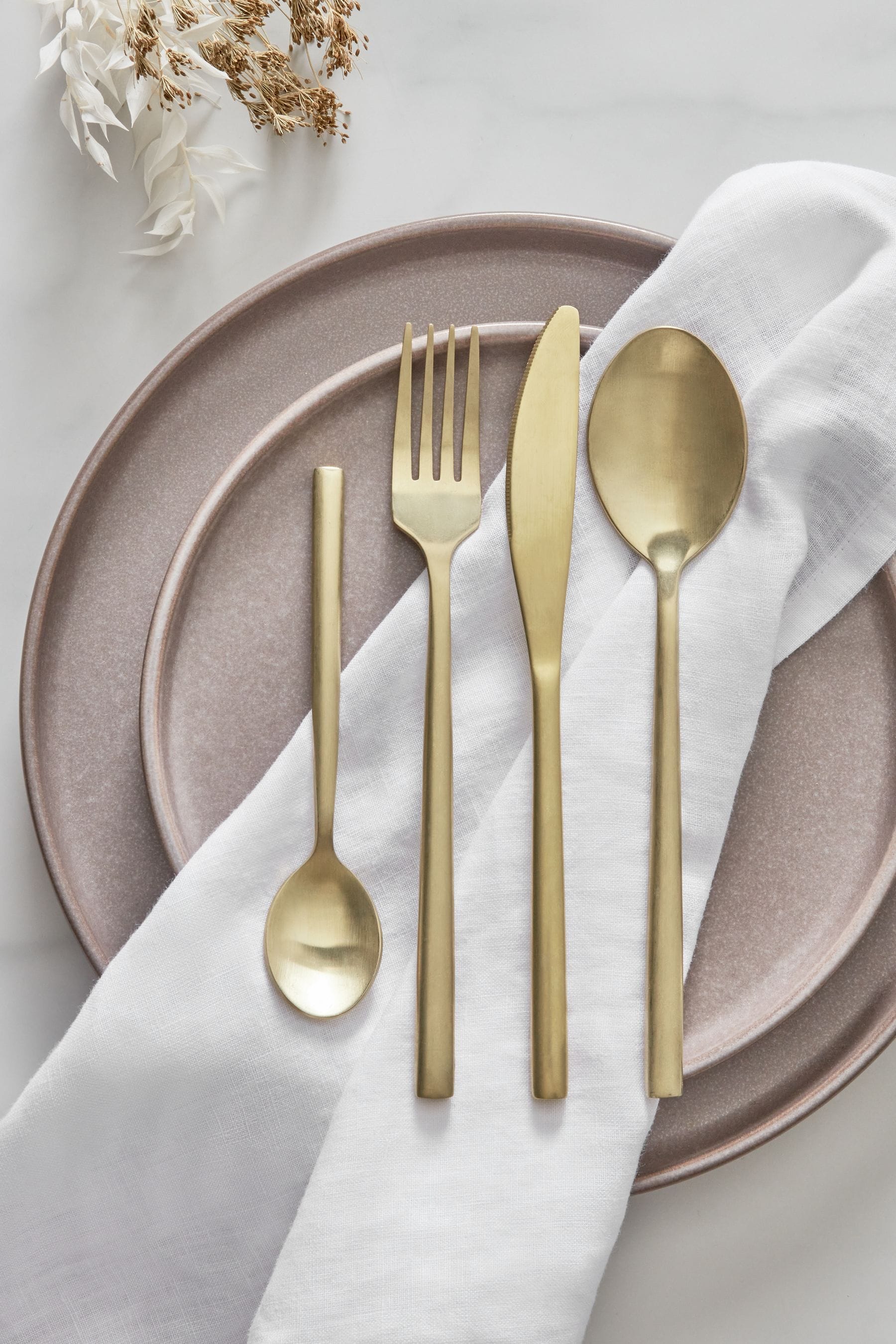 Buy Gold 2 Piece 16pc Valencia Stainless Steel Serve Spoon Set from the ...