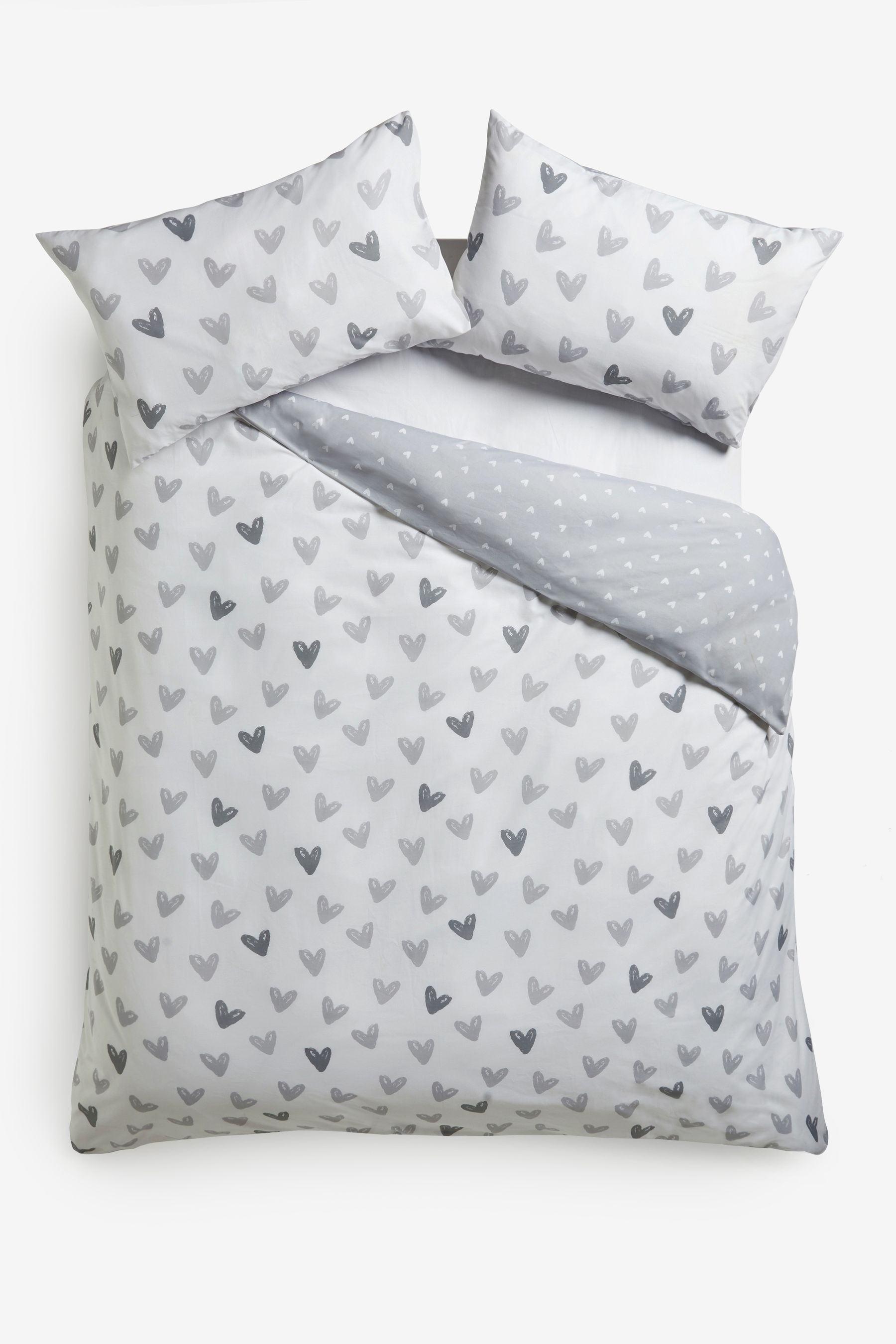 Buy Grey Heart Duvet Cover and Pillowcase Set from the Next UK online shop