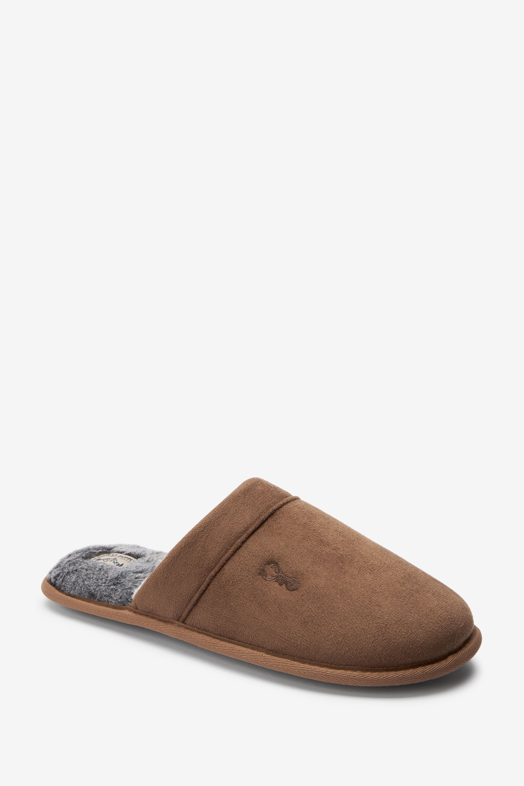 Buy Tan Brown Stag Faux Fur Lined Mule Slippers from the Next UK online ...