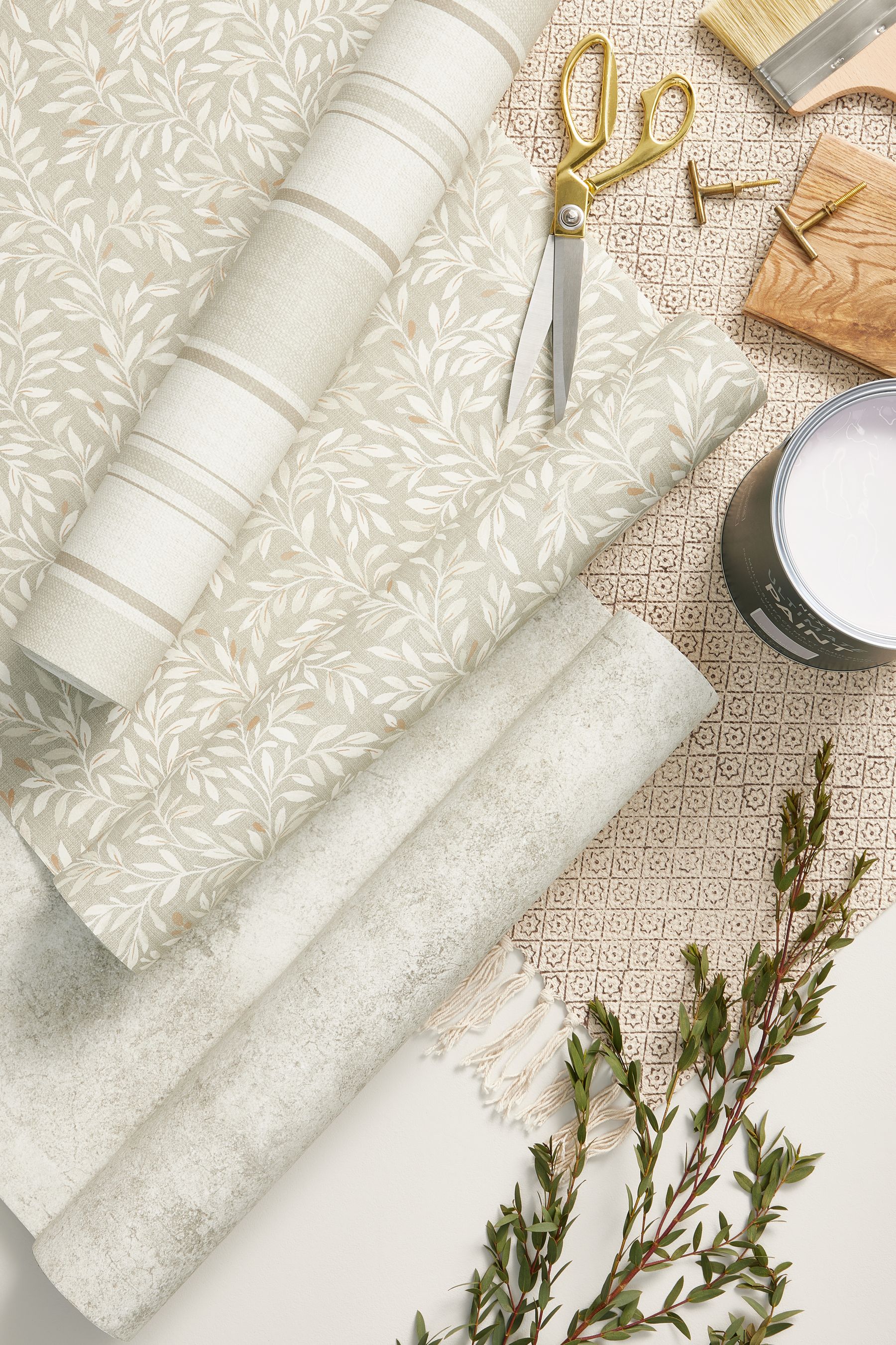 Buy Natural Next Ditsy Leaf Wallpaper Wallpaper from Next Ireland