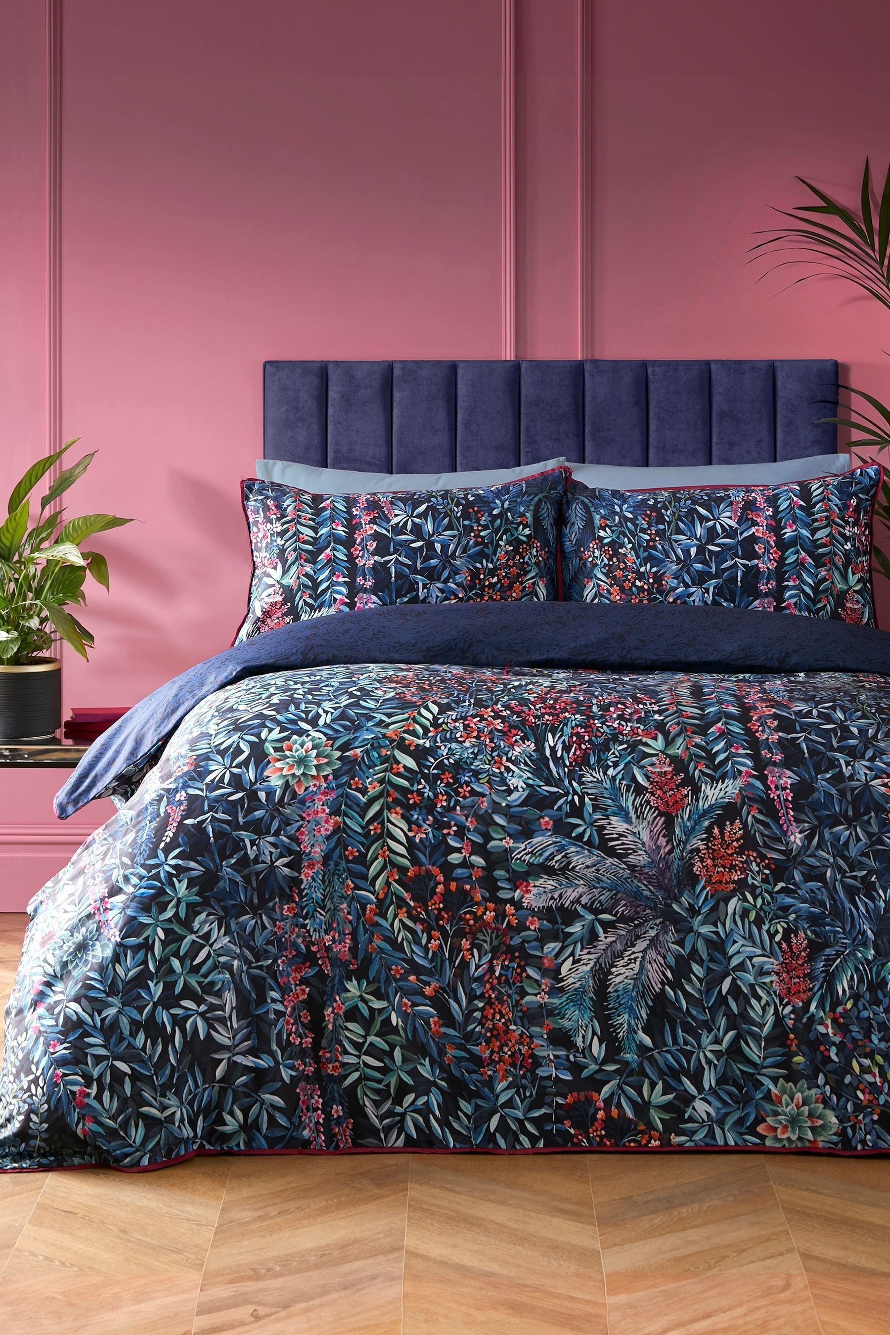 Buy Soiree Navy Tessa 200 Thread Count 100% Cotton Duvet Cover Set from ...